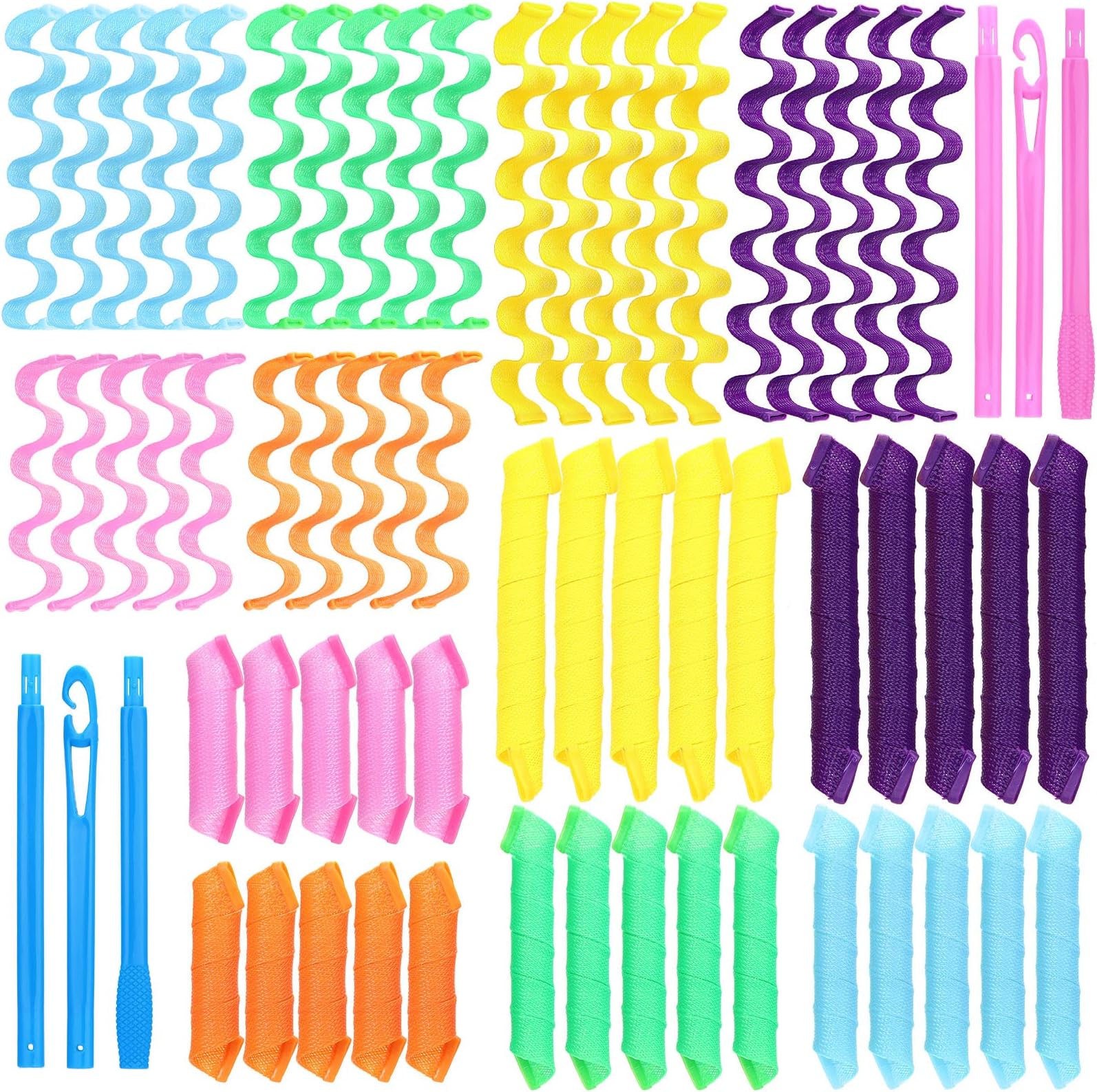 Amazon.com : 100 Pieces Spiral Hair Perm Rod Plastic Long Barber ...
