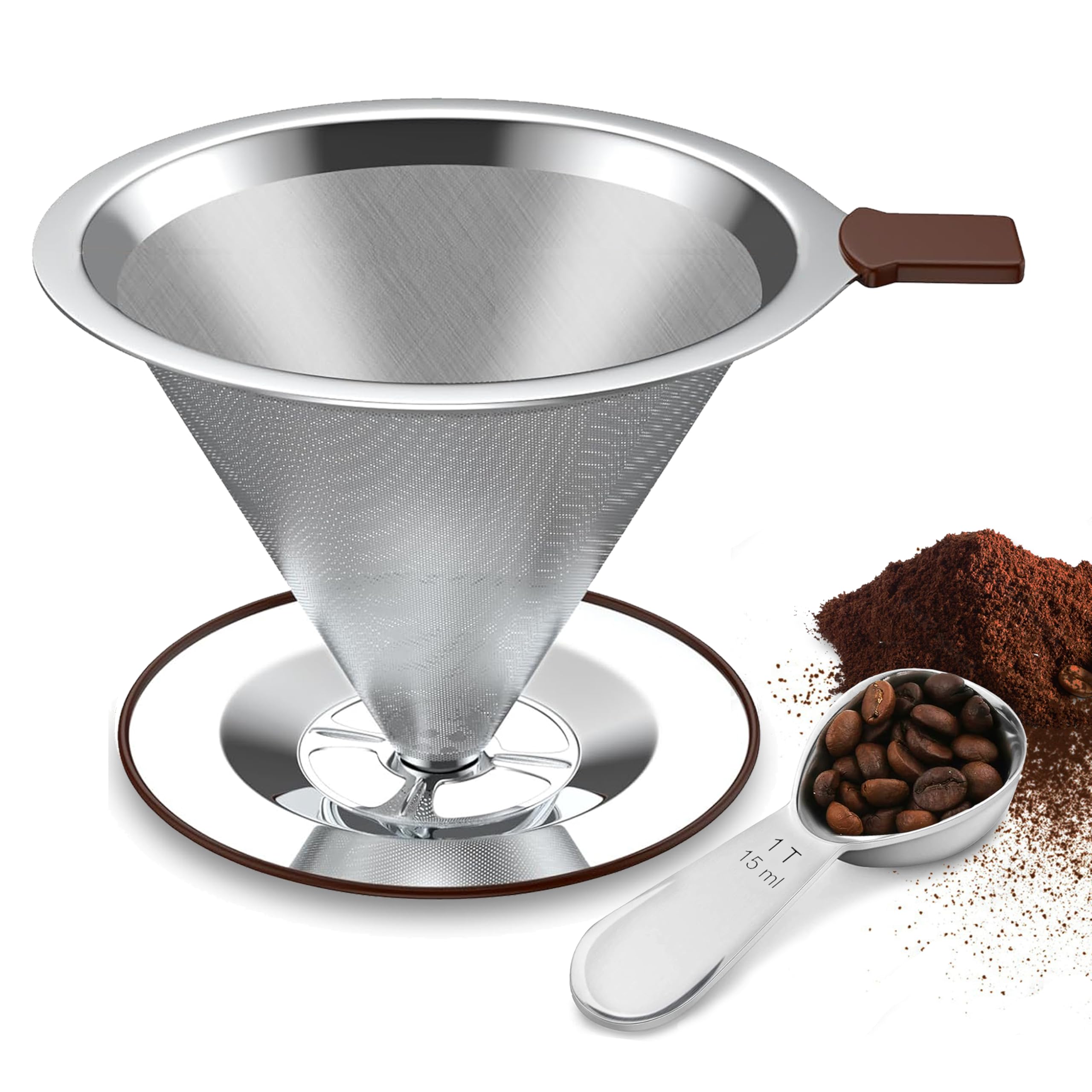 Amazon.com: Pour Over Coffee Maker | Stainless Steel Drip Cone Brew ...