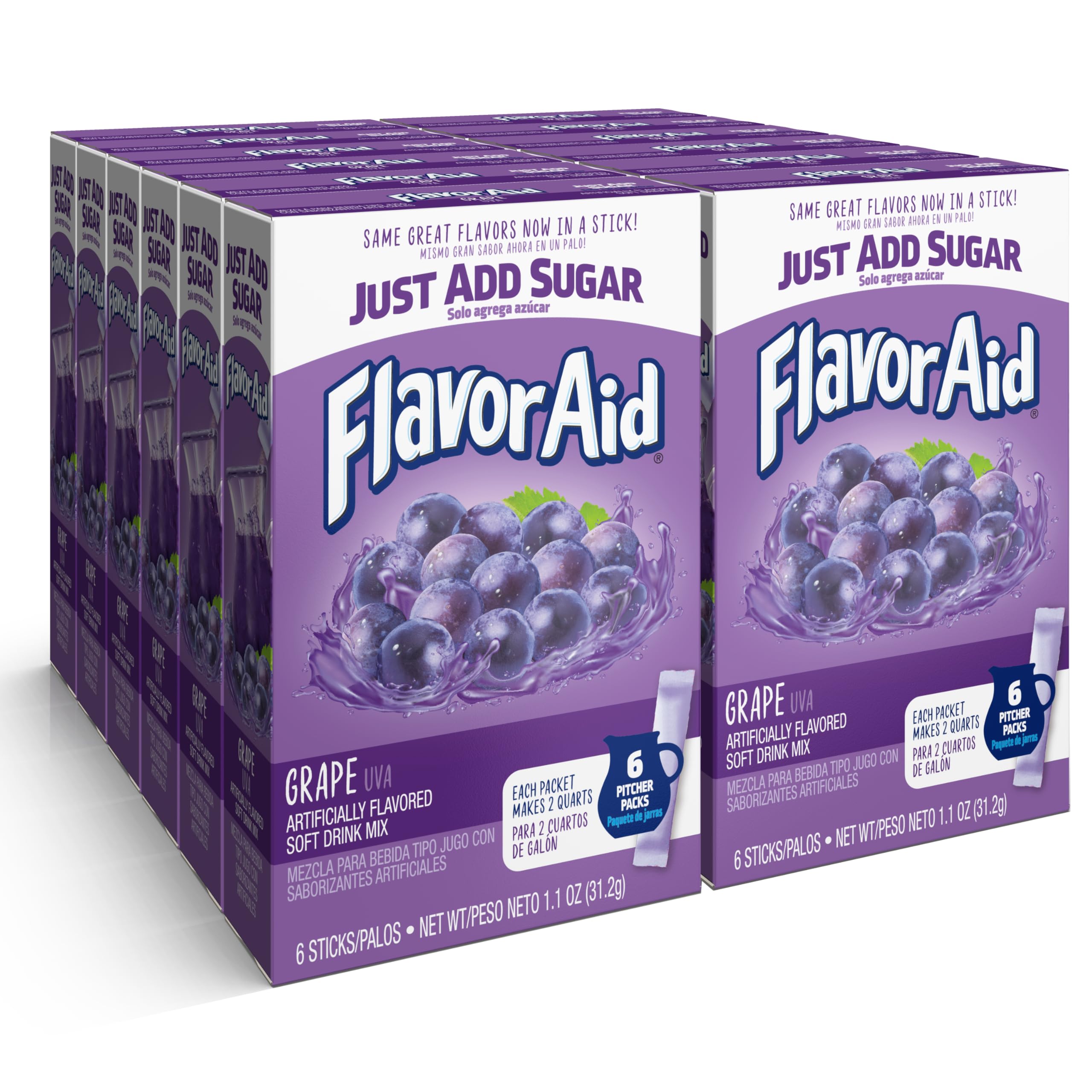 Amazon.com : Flavor Aid Grape Unsweetened Drink Mix Pitcher Packets, 2 ...