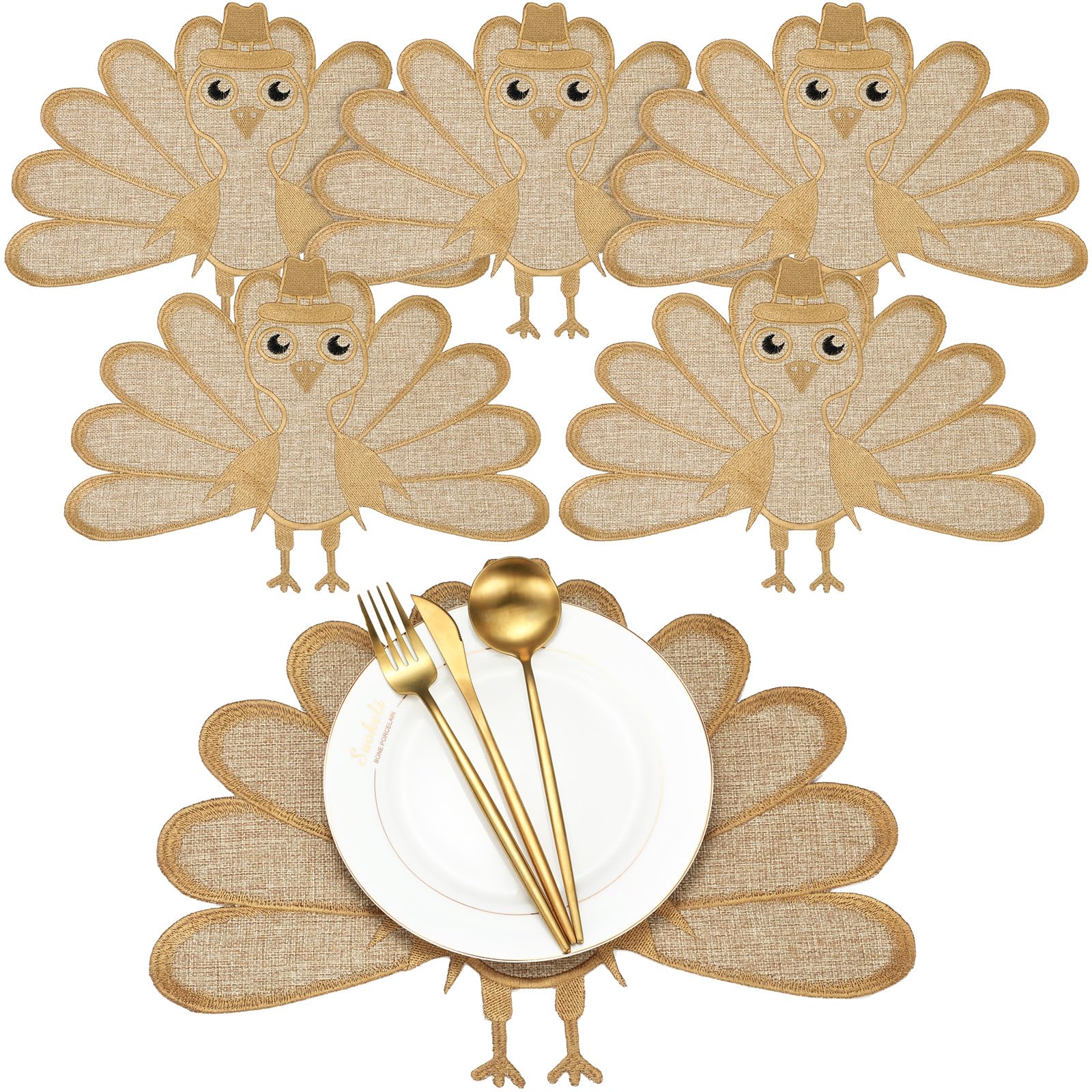 Amazon.com: RimCereal 6 Pcs Thanksgiving Placemat Autumn Turkey ...