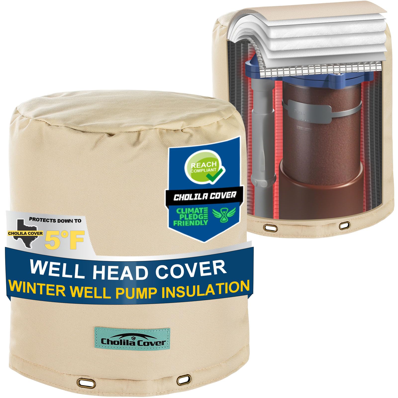 Cholila Cover Snap Round Water Well Pump Cover - (5°F) Insulated Well ...