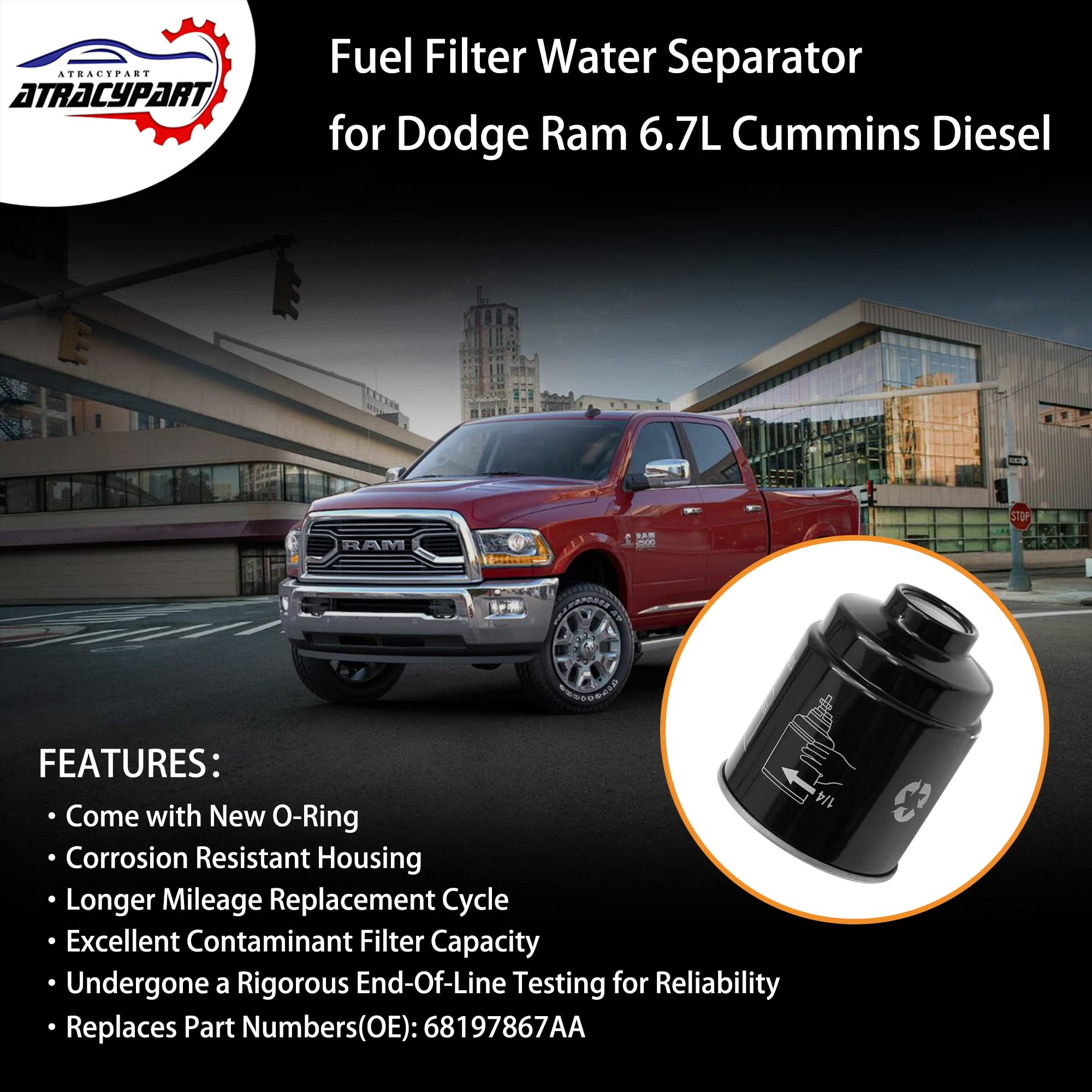 Snapklik.com : 6.7L Cummins Fuel Filter Water Separator Replacement For ...