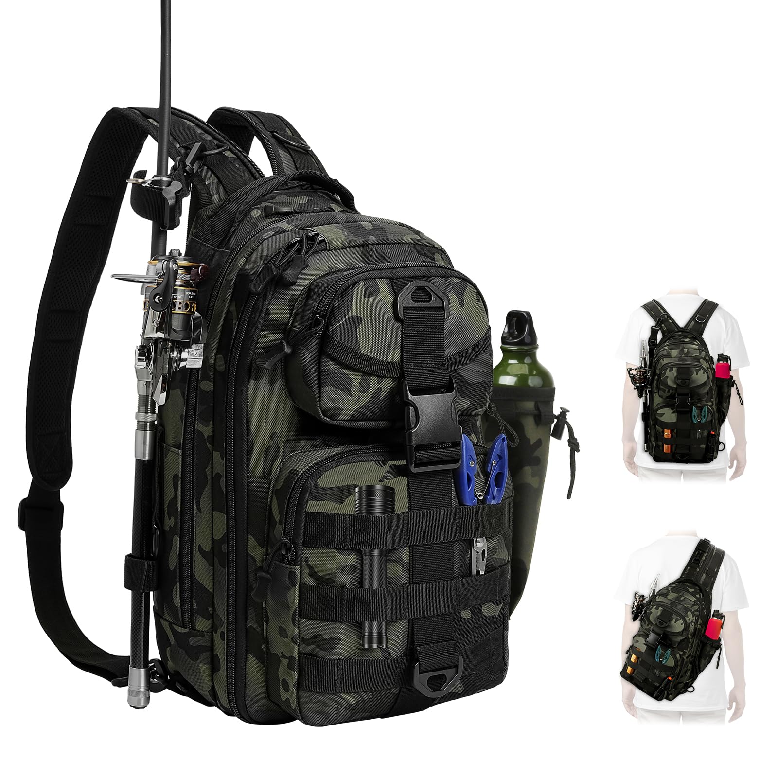 Fishing Backpack Fishing Tackle Storage Bag Crossbody/Shoulder Fishing ...