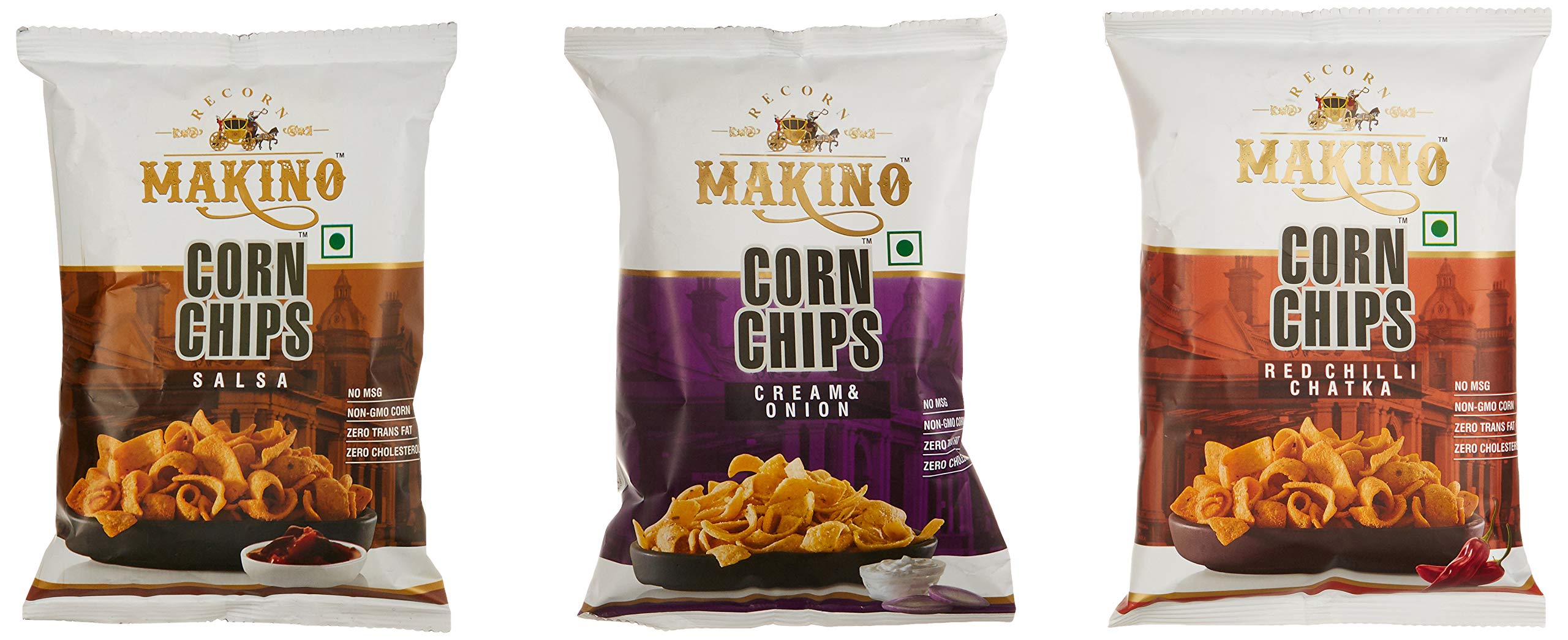 Buy Makino Corn Chips (2 Red Chilli Chatka, 2 Cream & Onion, 1 Salsa ...