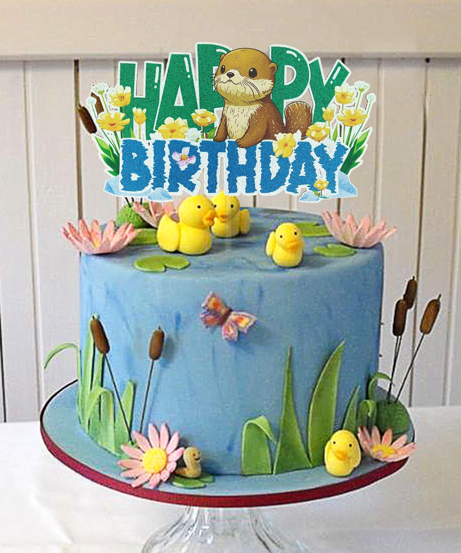 Snapklik.com : Otter Cake Topper, Sea Otters Theme Happy Birthday Cake ...