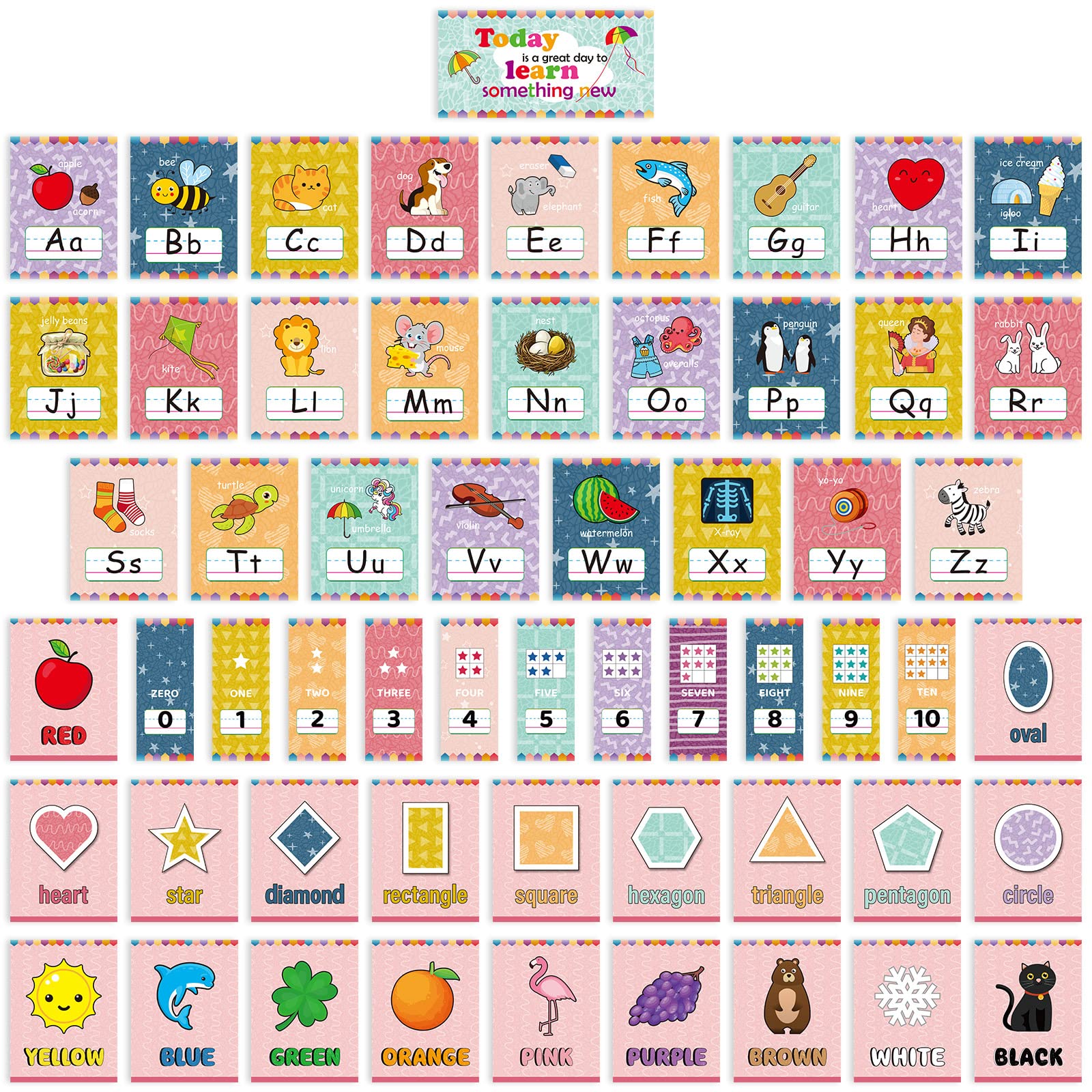 Amazon.com: 58 Pieces Educational Preschool Cards Kids Early Learning ...