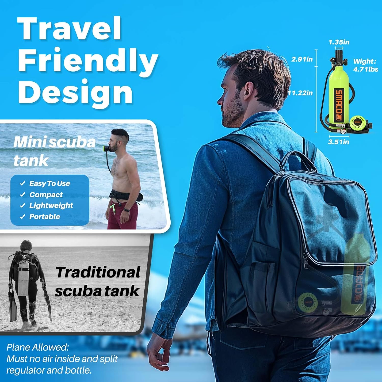 SMACO Scuba Tank with 1L Capacity Mini Scuba Tank Philippines | Ubuy