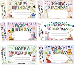 Colorful Happy Birthday Certificates 48 Pcs Cupcake Dessert Birthdays ...