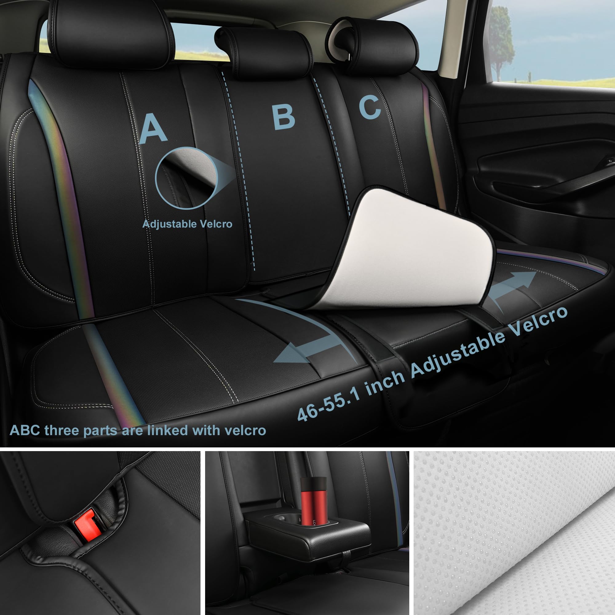 Snapklik.com : Back Seat Covers, Nappa Leather Rear Seat Bench Cushion ...