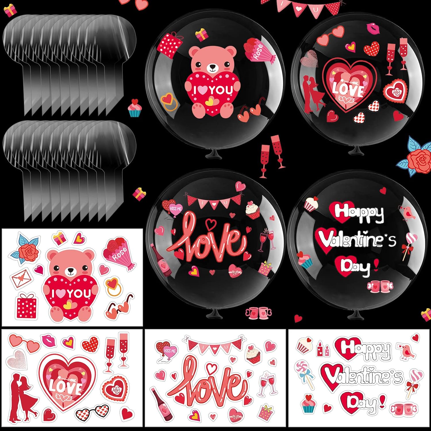 Amazon.com: Kathfly 36 Valentine's Day Bobo Balloon Decorations Include ...