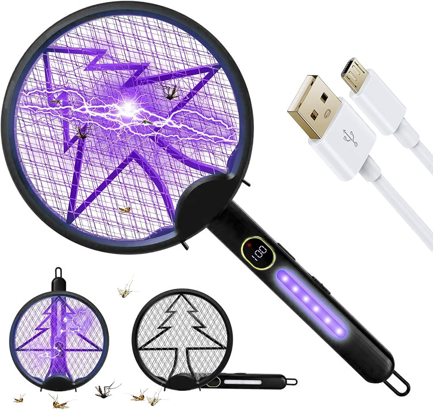 Fly Swatter Electric, USB Rechargeable Mosquito Killer, Mosquito ...