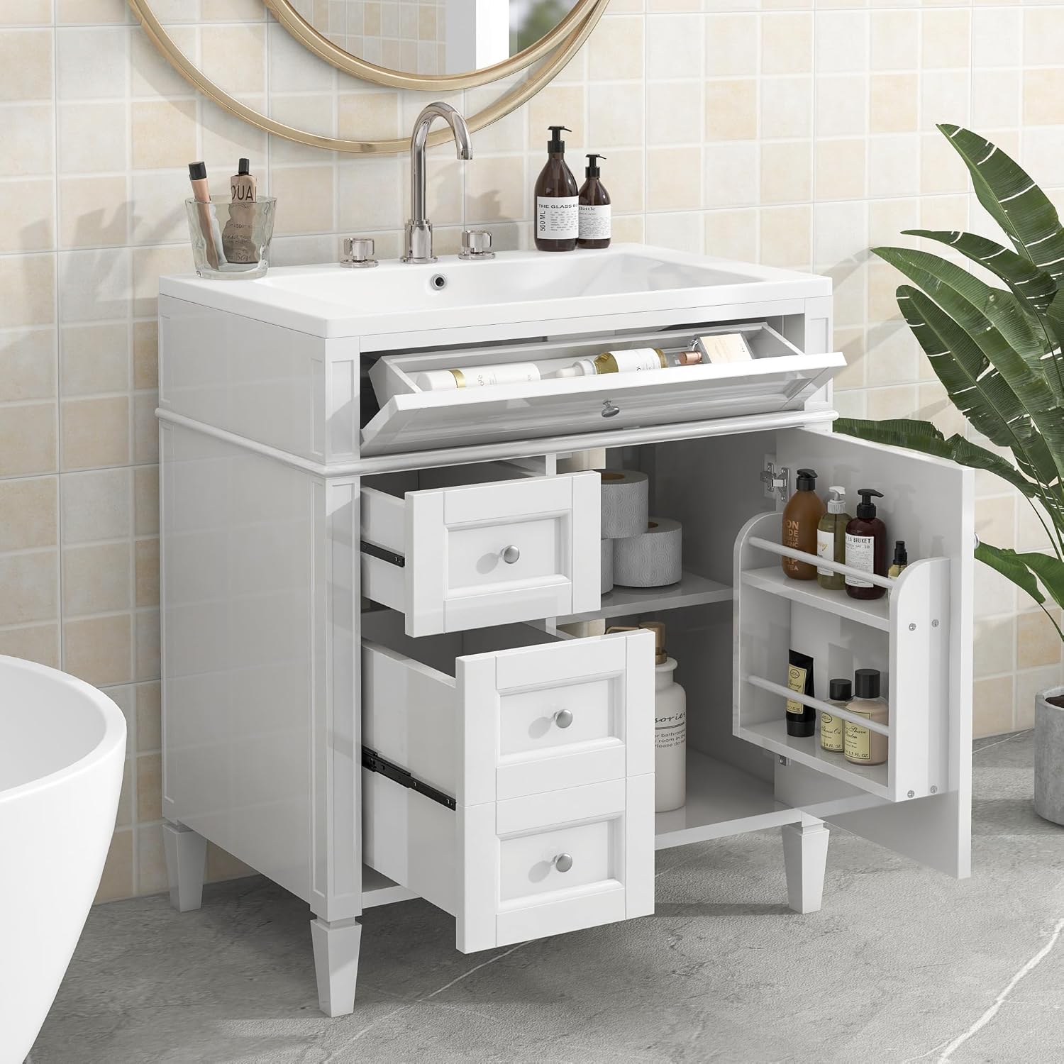 Amazon.com: Virubi 30'' Bathroom Vanity with Top Sink, Modern Bathroom ...
