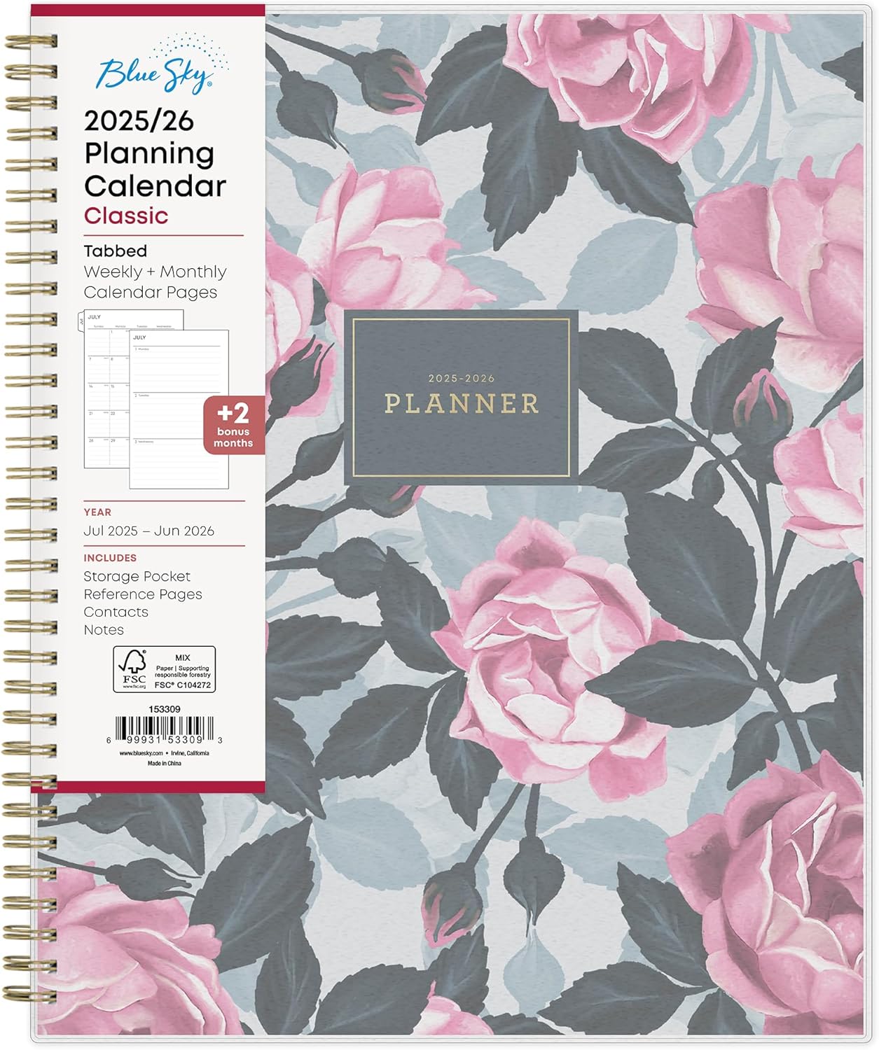 Blue Sky 2025-2026 Weekly and Monthly Academic Year Planner Calendar ...
