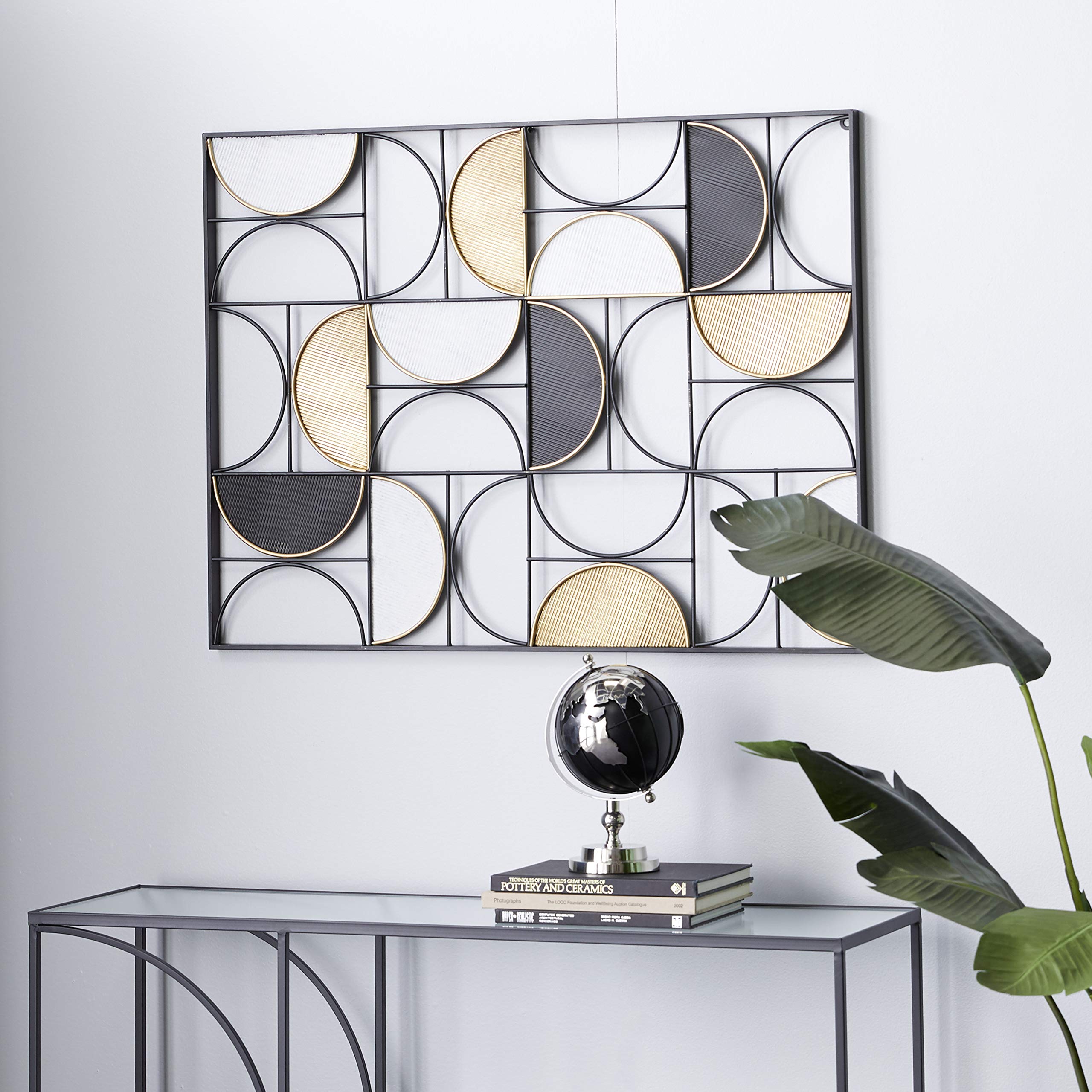 Deco 79 Metal Geometric Half Moon Wall Decor with Gold Detailing, 30" x ...