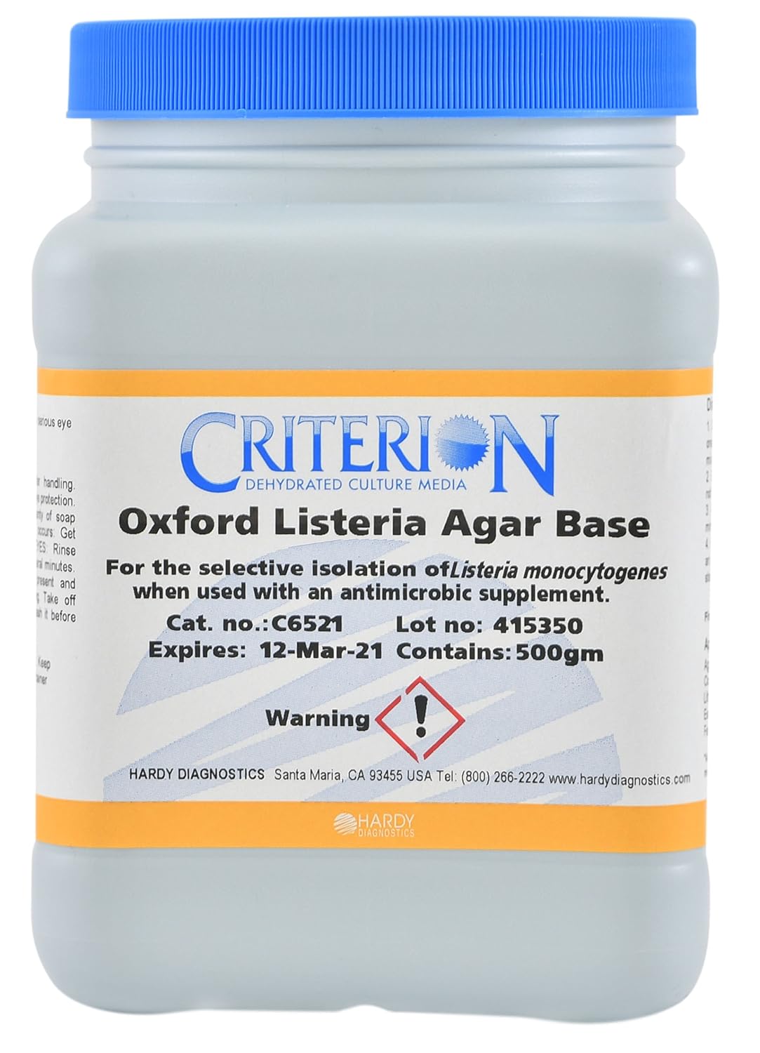 Oxford Listeria Agar Base, CRITERION™ Dehydrated Culture Media, 500gm ...