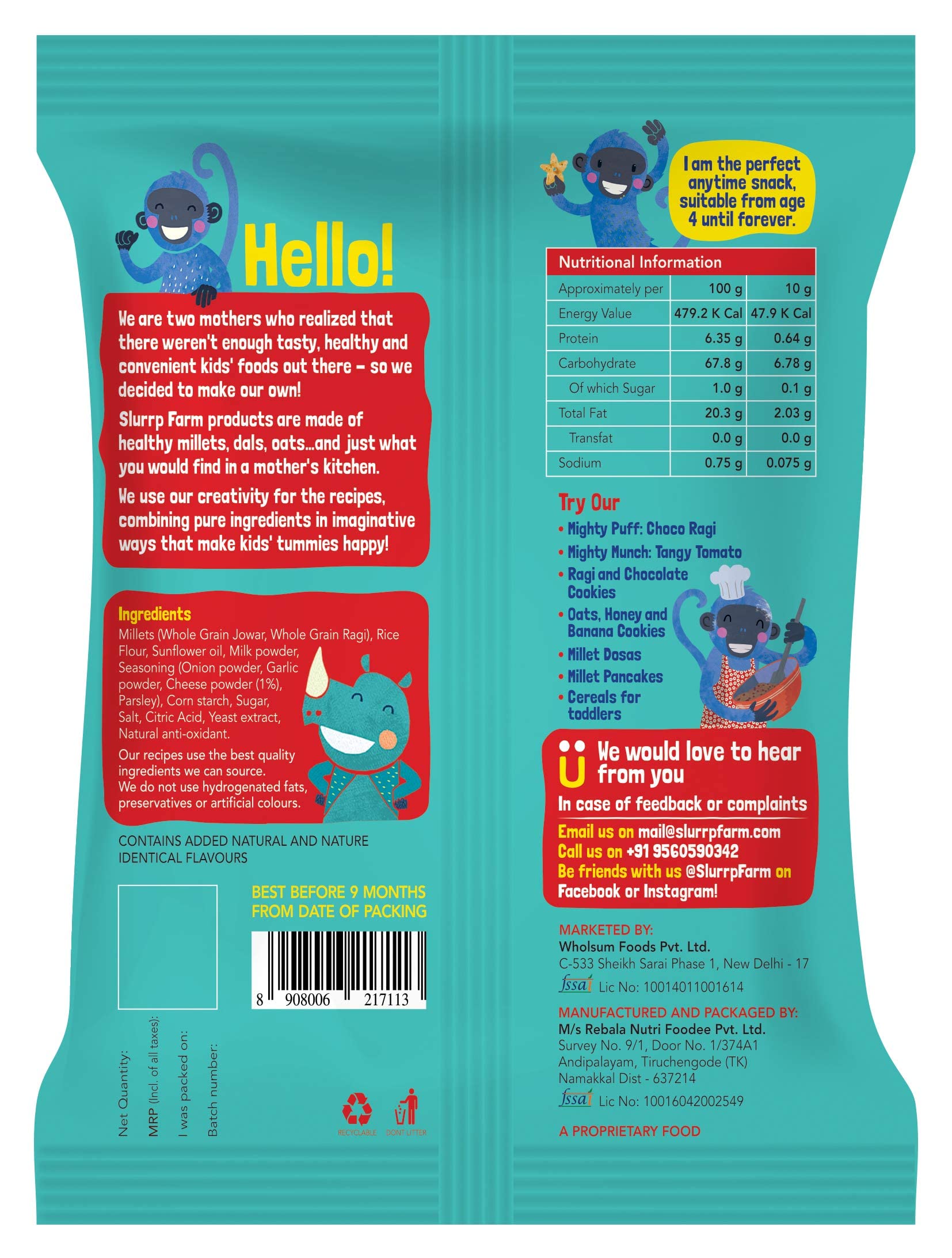 Slurrp Farm Healthy Snacks for Kids | Mighty Puff Cheese & Herbs| Not ...