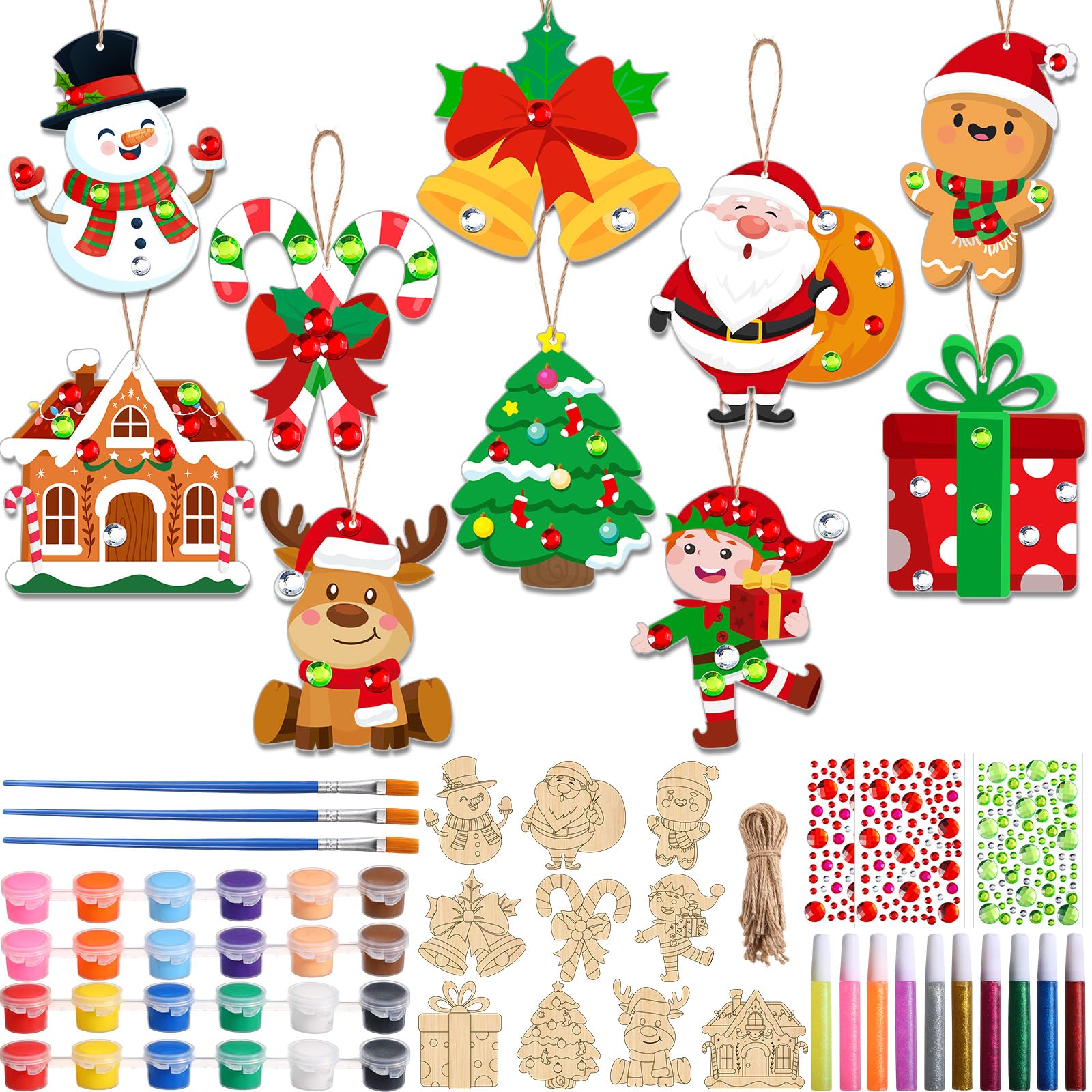 Amazon.com: Realspring 50 Set Christmas Wooden Painting Crafts Kits ...