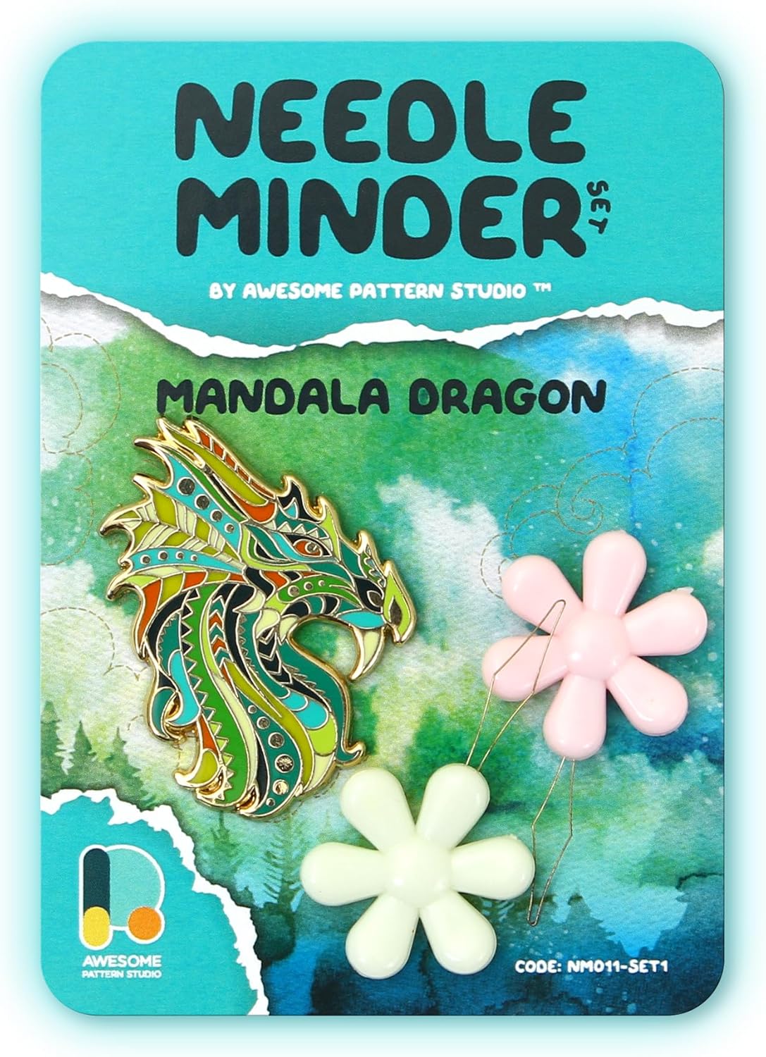 Amazon.com: Awesome Pattern Studio Needle Minder Set - Mandala Dragon ...