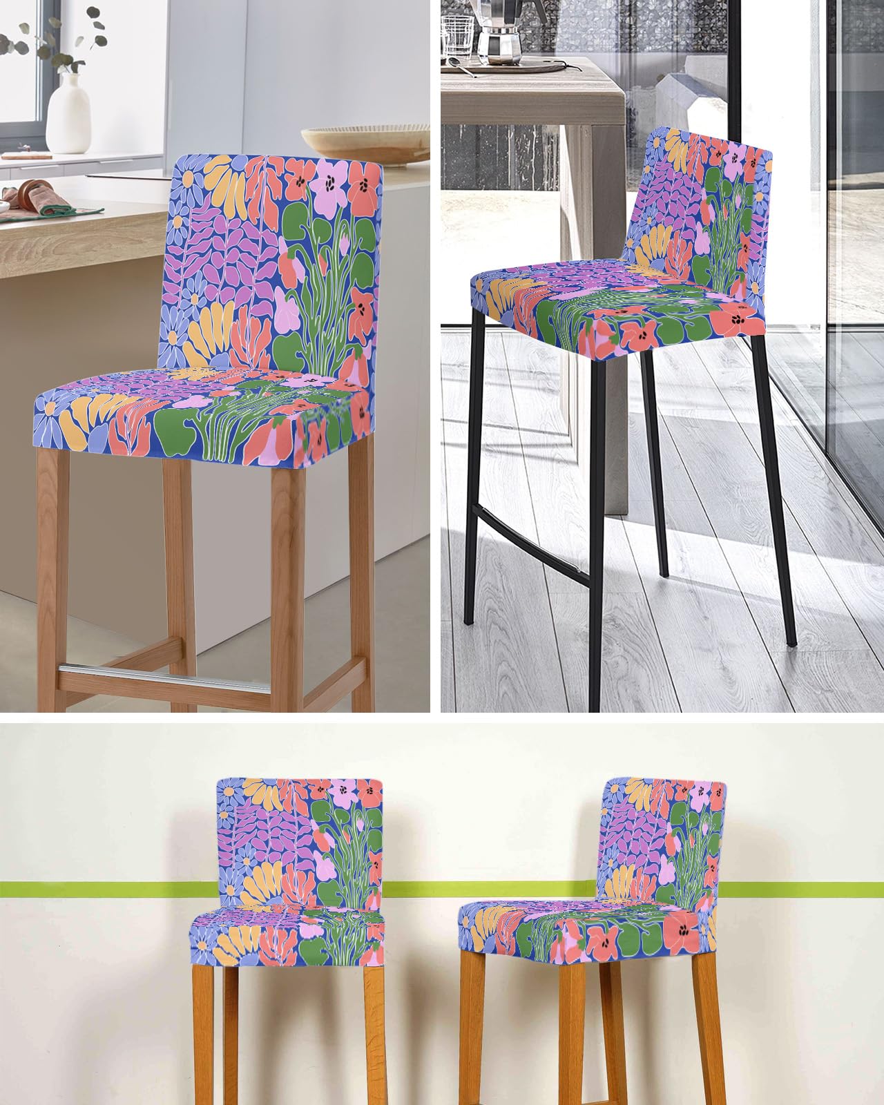 Printed Word Fabric Bar Stools