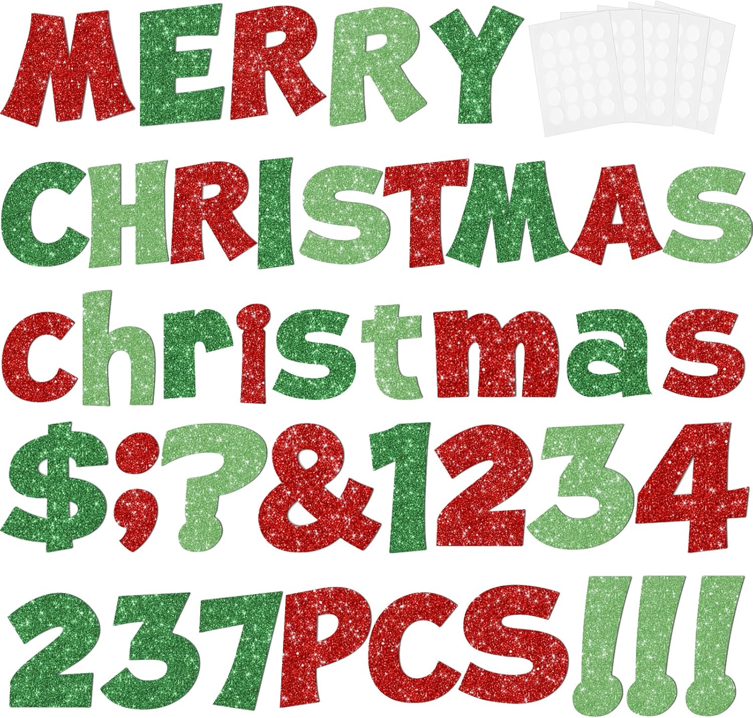 Amazon.com: 237 Pcs Christmas Glitter Bulletin Board Letters ...