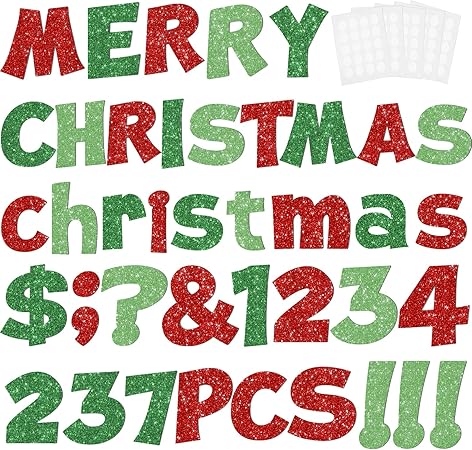 Amazon.com: 237 Pcs Christmas Glitter Bulletin Board Letters ...