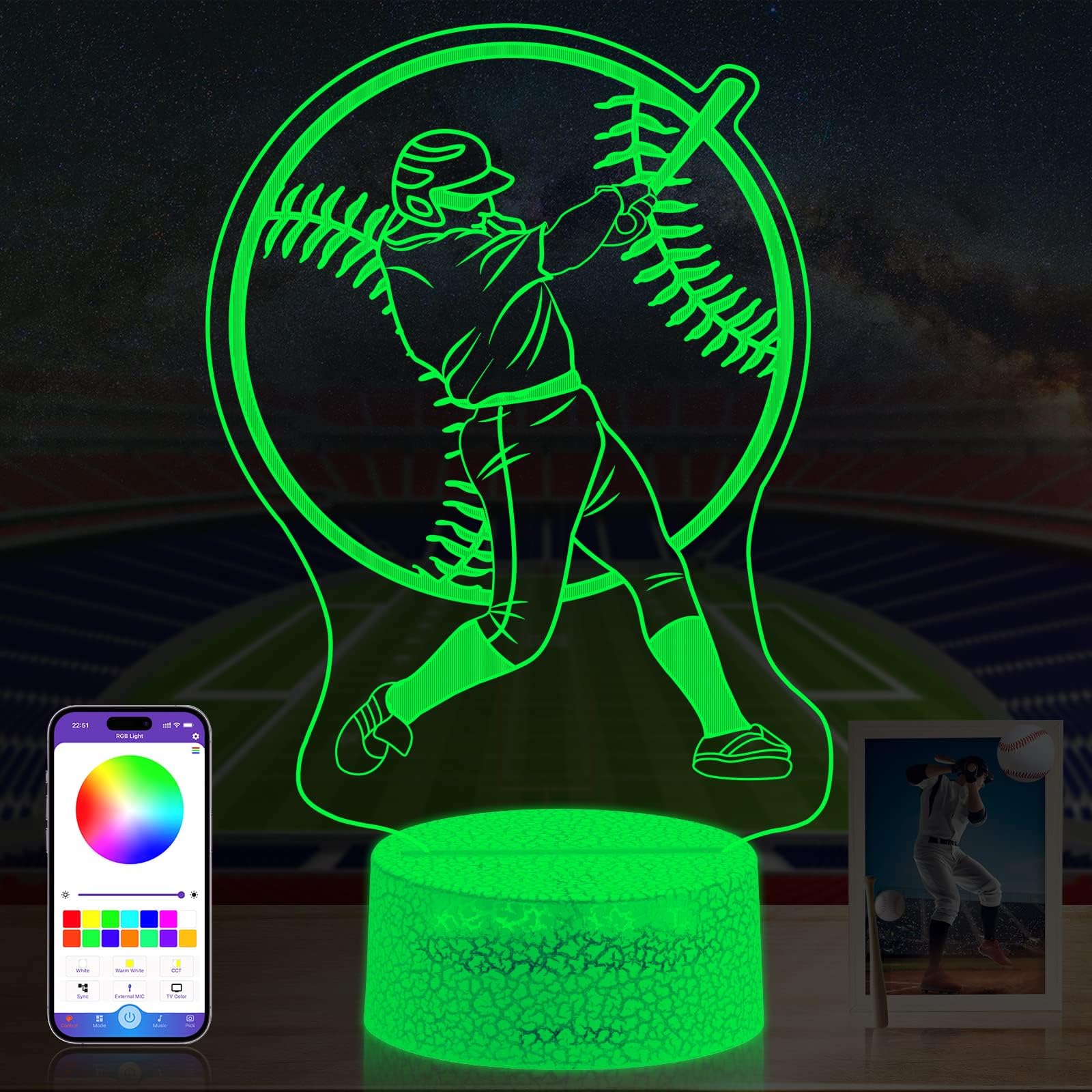 Coume 3 Pcs Decorative LED Night Lights 3D Crescent Moon Star Cloud ...