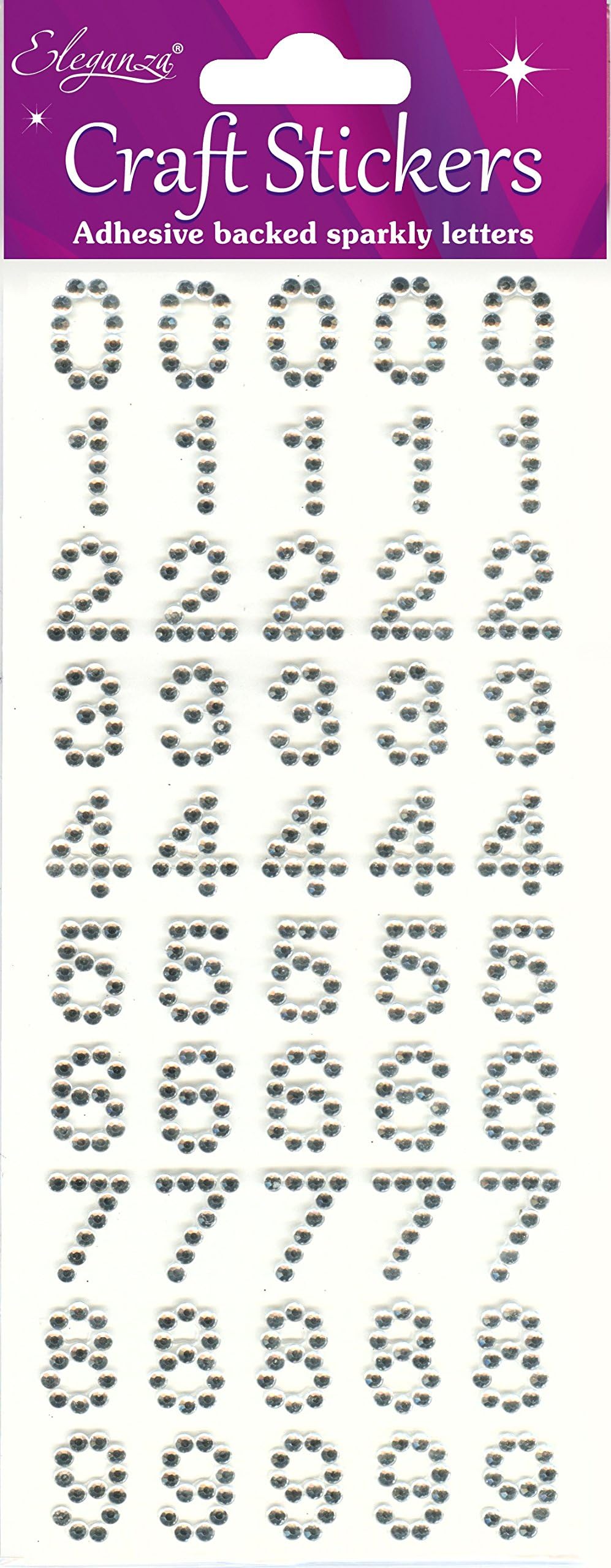 15mm Silver Glitter Script Number Stickers - Self Adhesive Birthday ...