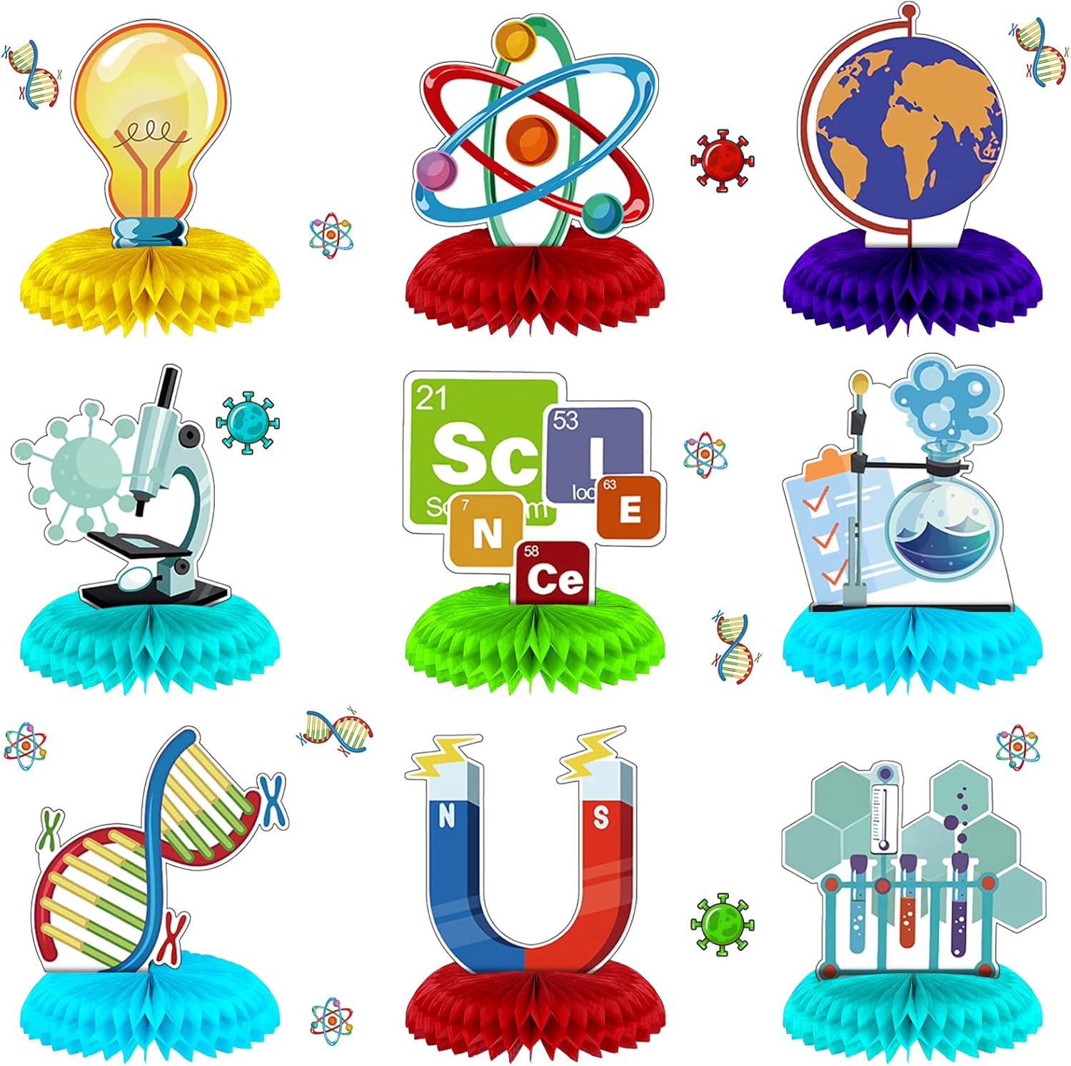 Amazon.com: Fainne 9 Pcs Science Party Decorations Honeycomb ...