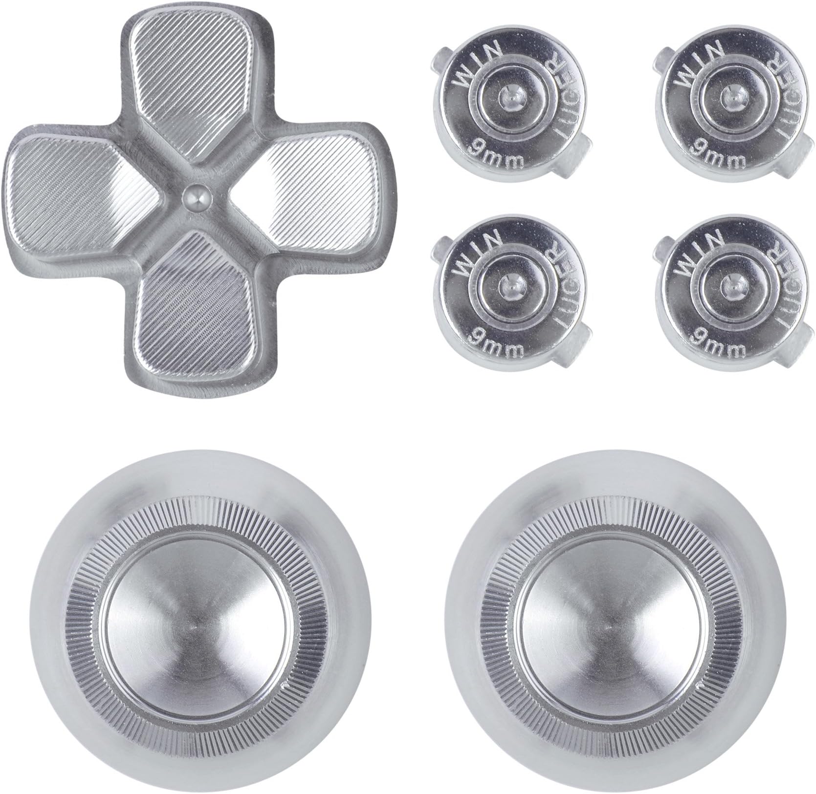 eXtremeRate Silver Metal Buttons for ps4 Controller, Aluminum Analog ...