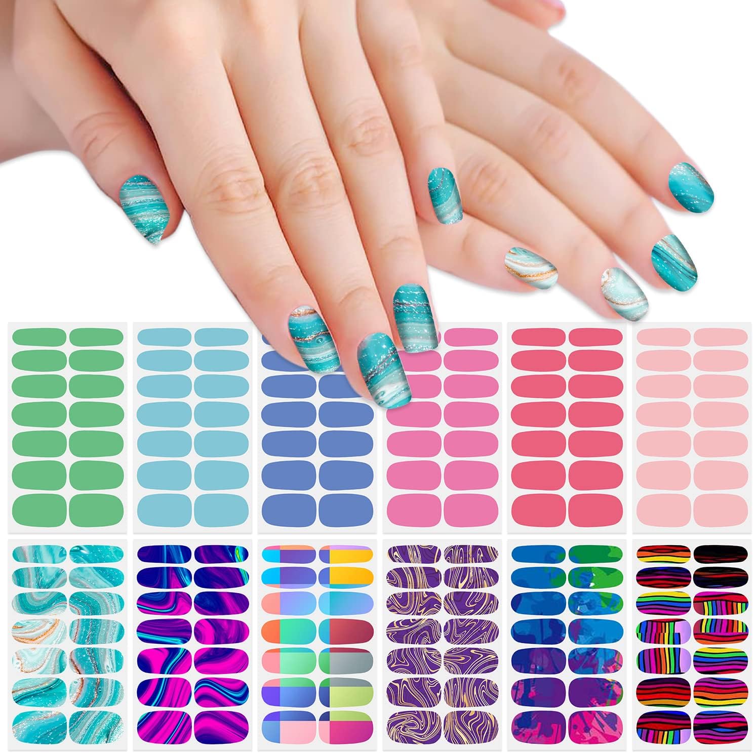 Amazon.com: SILPECWEE 12 Sheets Iridescent Nail Wraps for Women Solid ...