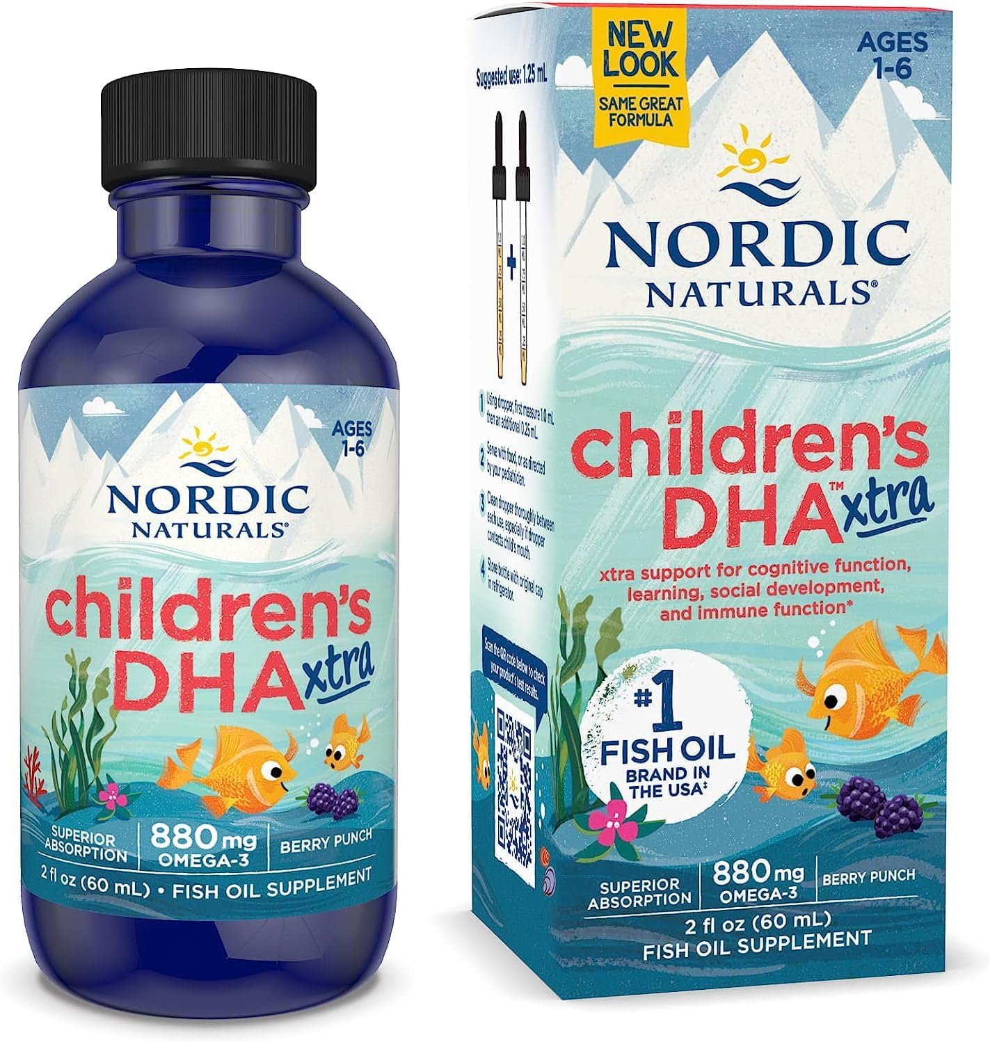 Nordic Natural Children’s DHA Xtra, Berry Punch - for Kids - 880 mg Total Omega-3s with EPA ...