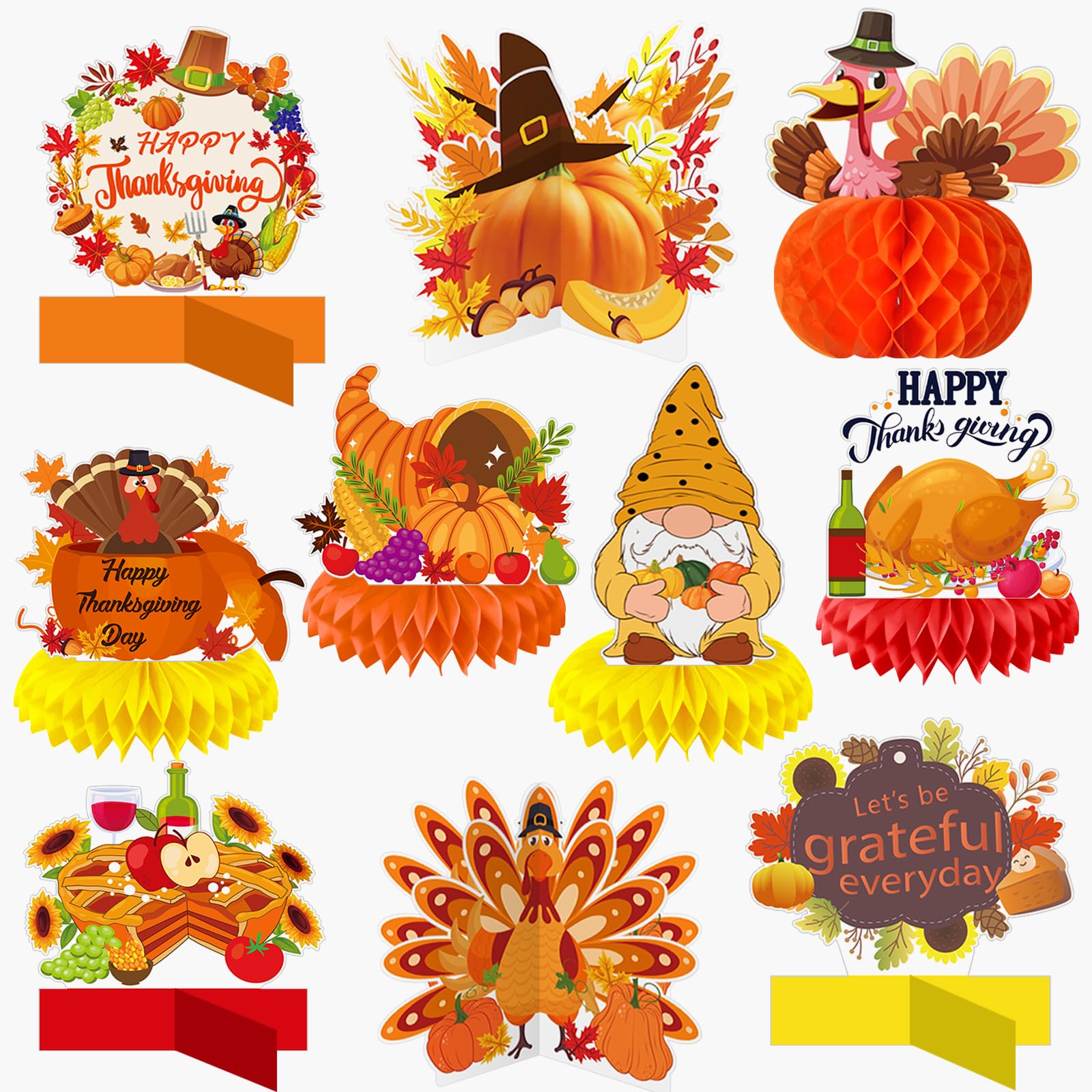 Amazon.com: 10 Pack Thanksgiving Honeycomb Centerpiece Turkey ...