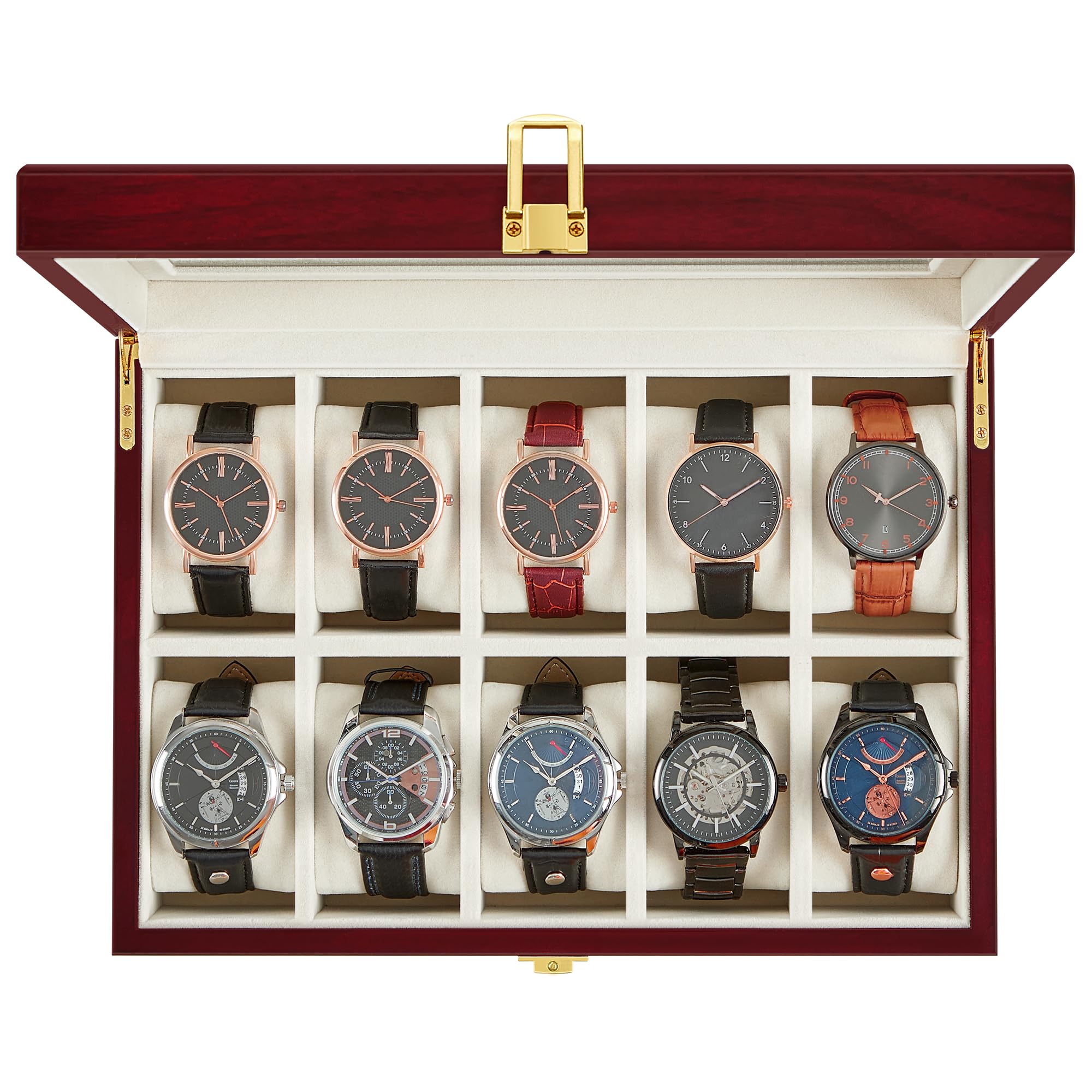SONGMICS Watch Box with 10 Slots, Watch Case with Large Glass Lid ...