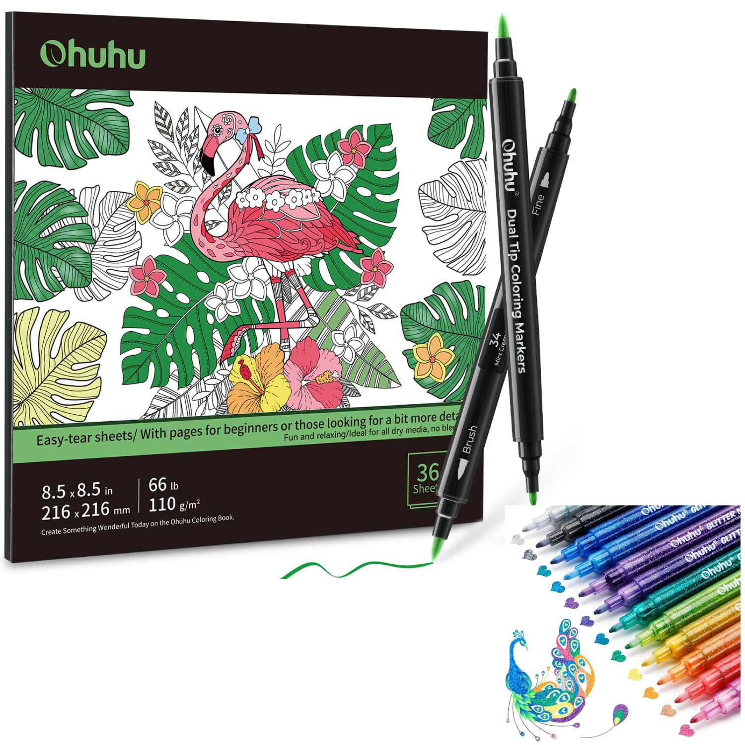 Amazon.com: Ohuhu Coloring Book 36-sheet with Coloring Markers ...