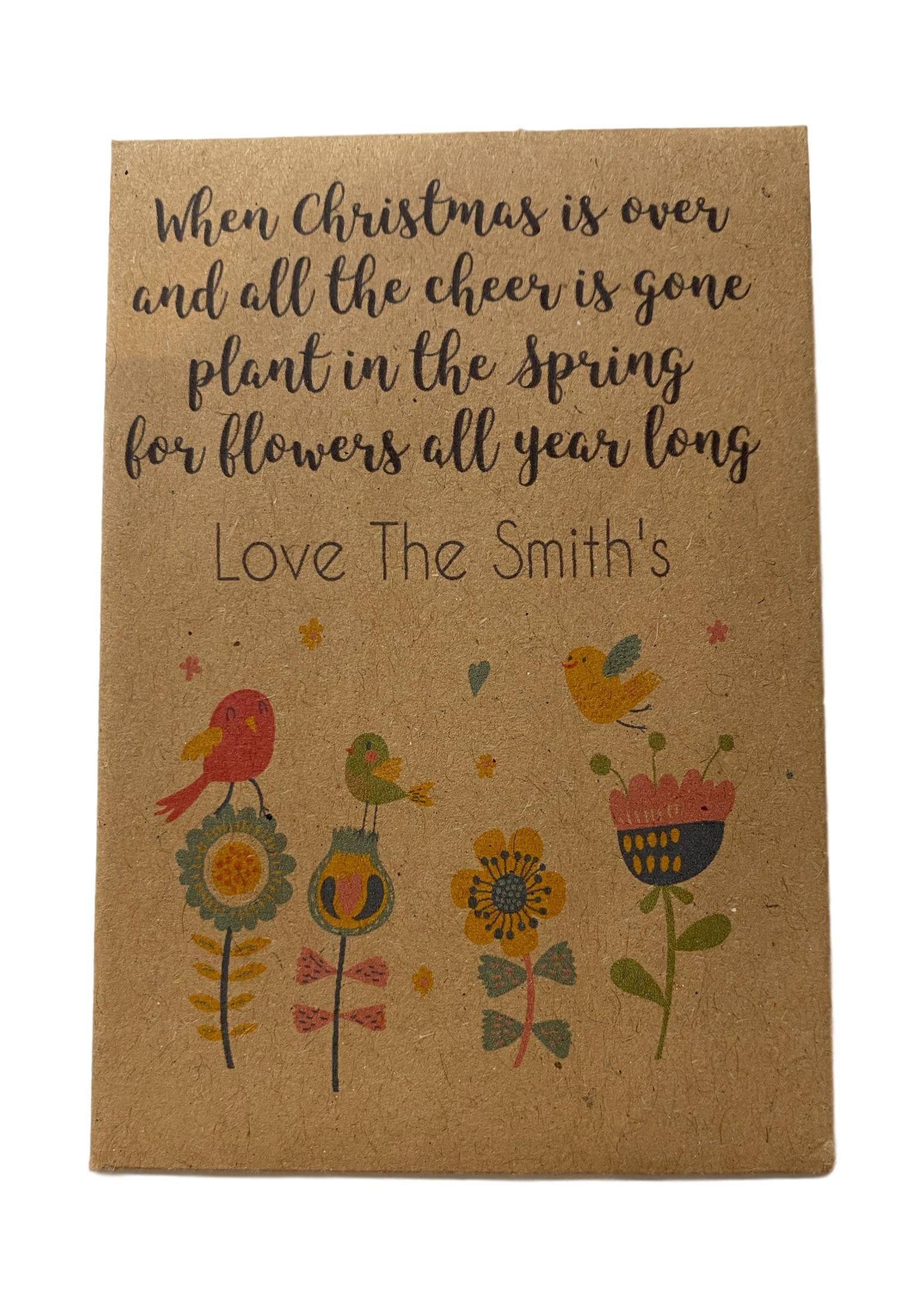 10 x Christmas Personalised Wildflower Seed Packets, Table decoration ...