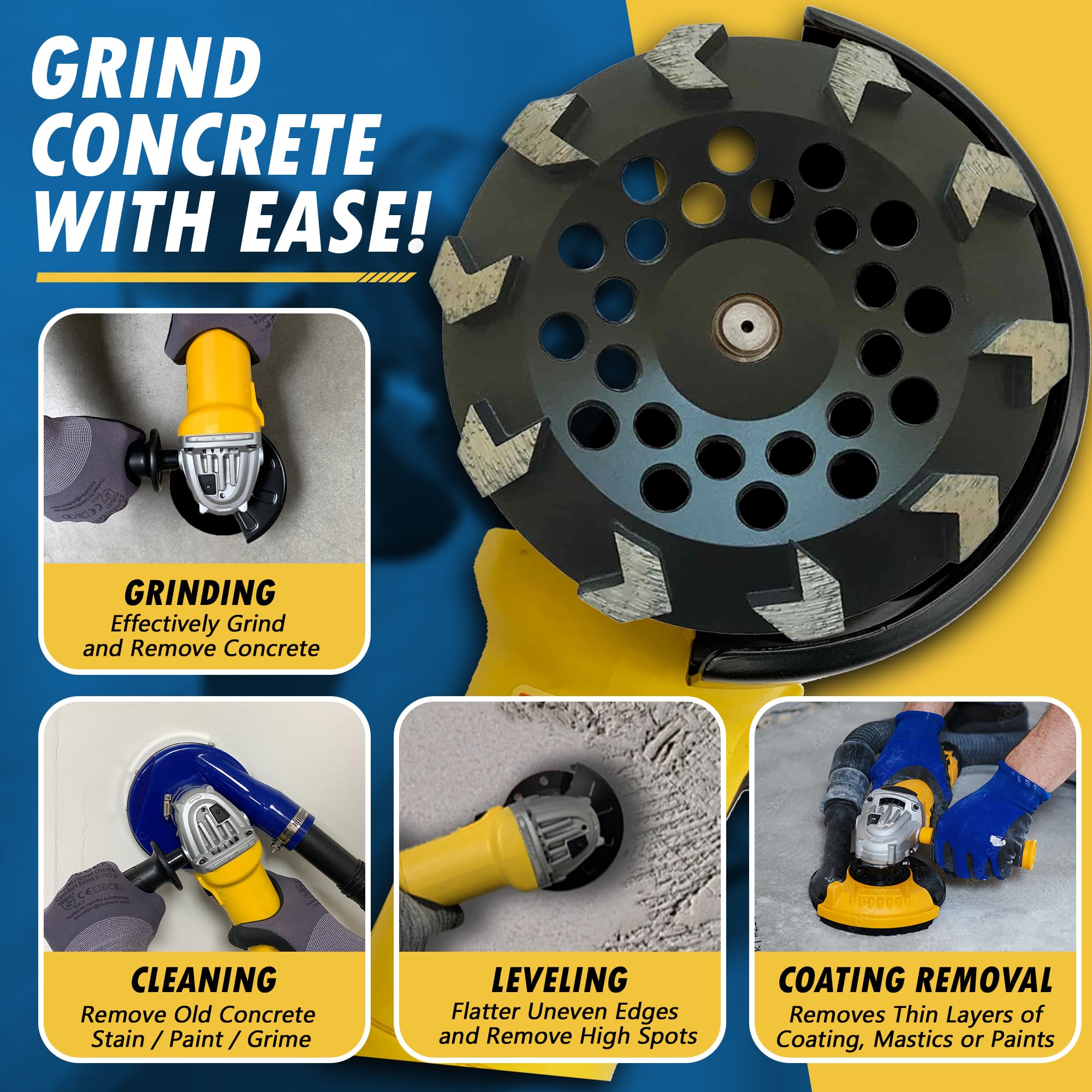 Snapklik.com : 7" High Performance Diamond Grinding Wheels For Concrete