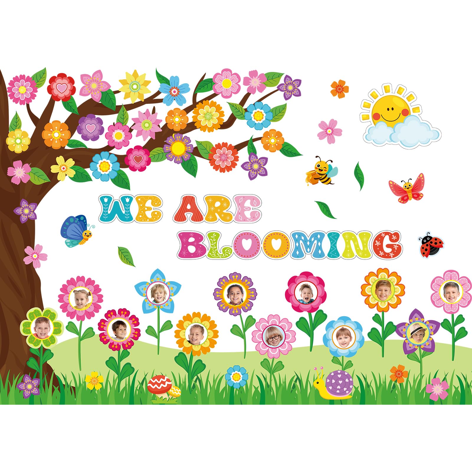 Amazon.com: 56Pcs Spring Flower Bulletin Board Classroom Decorations,We ...