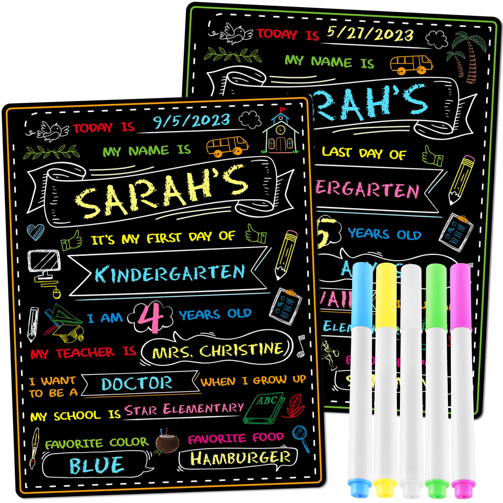 Snapklik.com : 14 Pack First & Last Day Of School Chalkboard