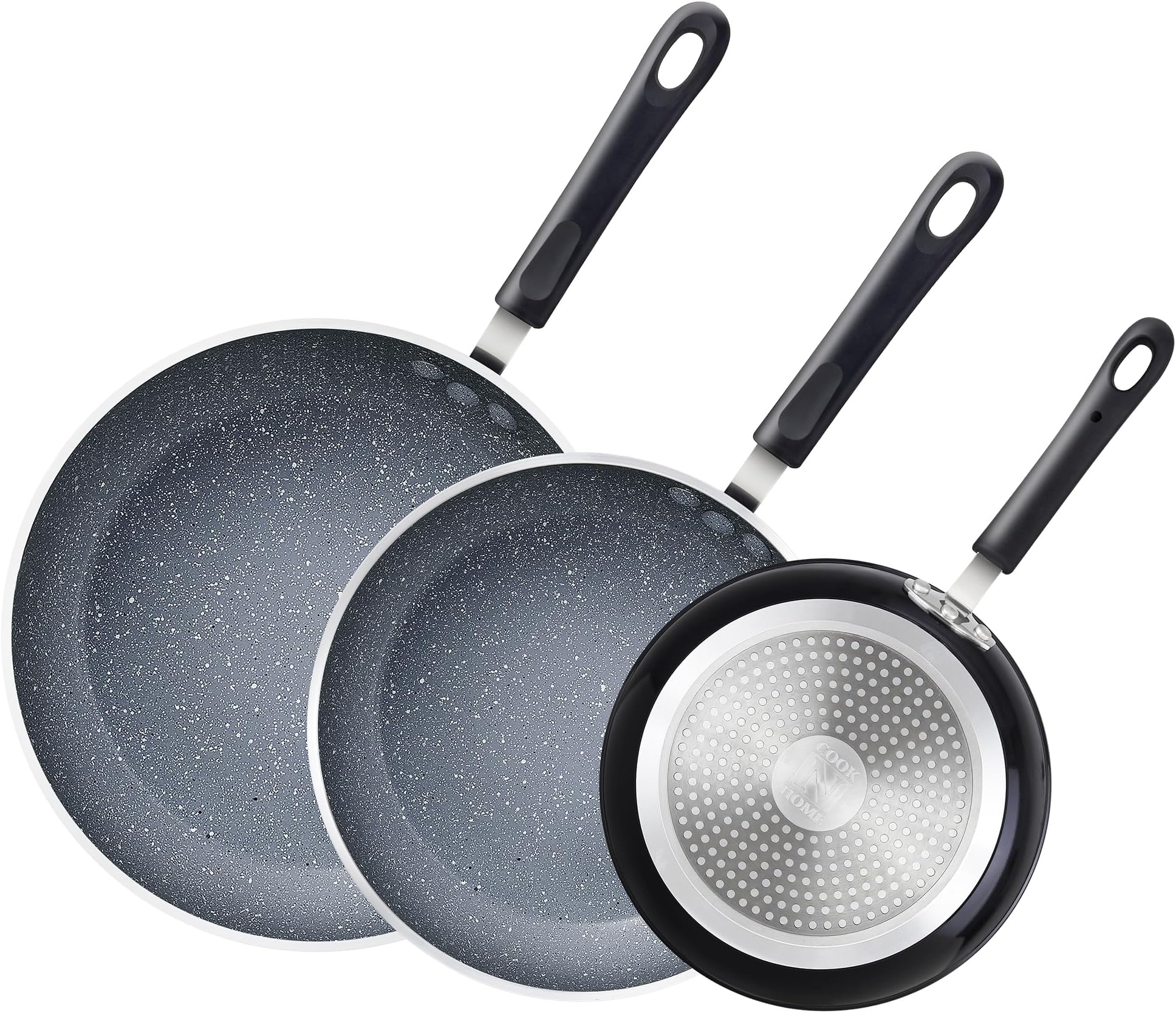 Amazon.com: Cook N Home 8"/10"/12" 3 Pieces Frying Saute Pan Set with ...
