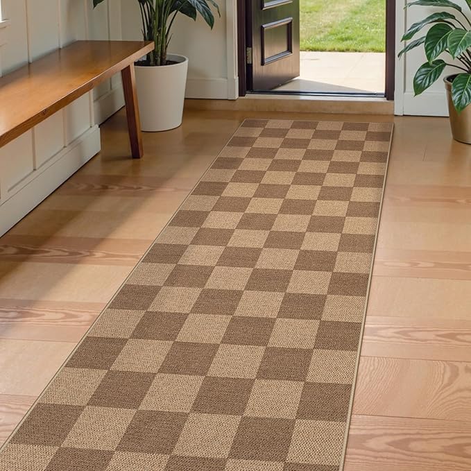 Amazon.com: Lahome Checkered Easy Jute Kitchen Runner, 2x8 Washable ...