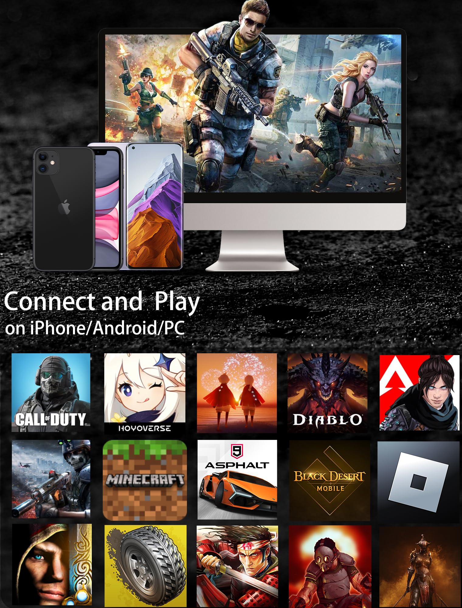 Mobile Gaming Controller for iPhone Android PC iOS Wireless Gamepad ...