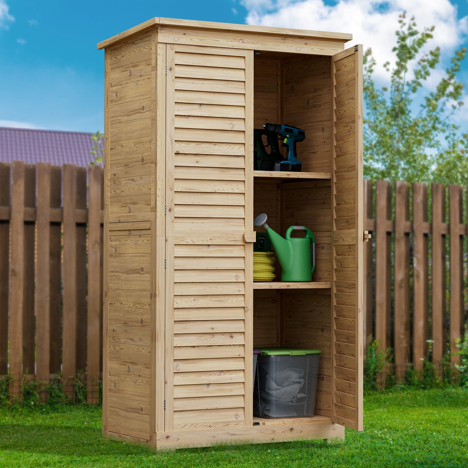 Amazon.com : Gizoon Outdoor Storage Cabinet with Waterproof Roof ...