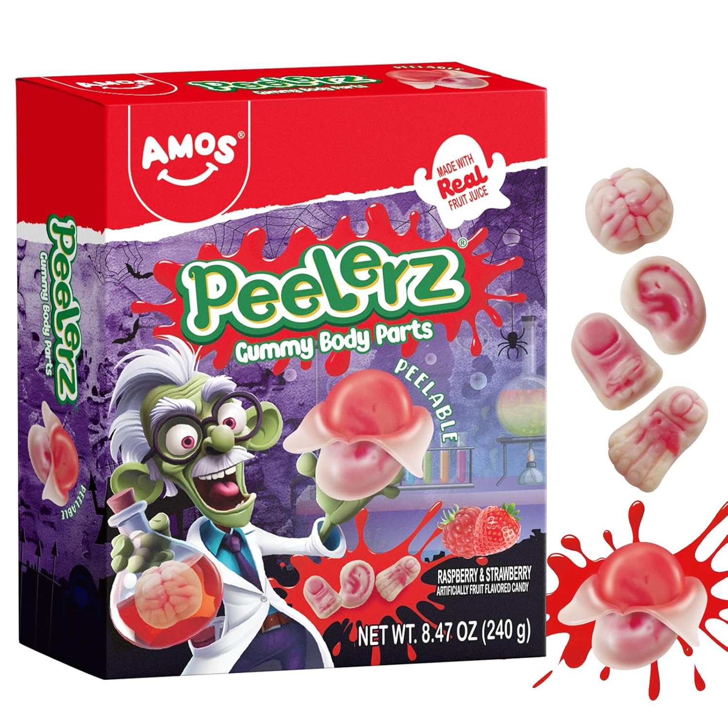 Amazon.com : AMOS Halloween Peelerz Body Parts Gummies Candy - Party ...