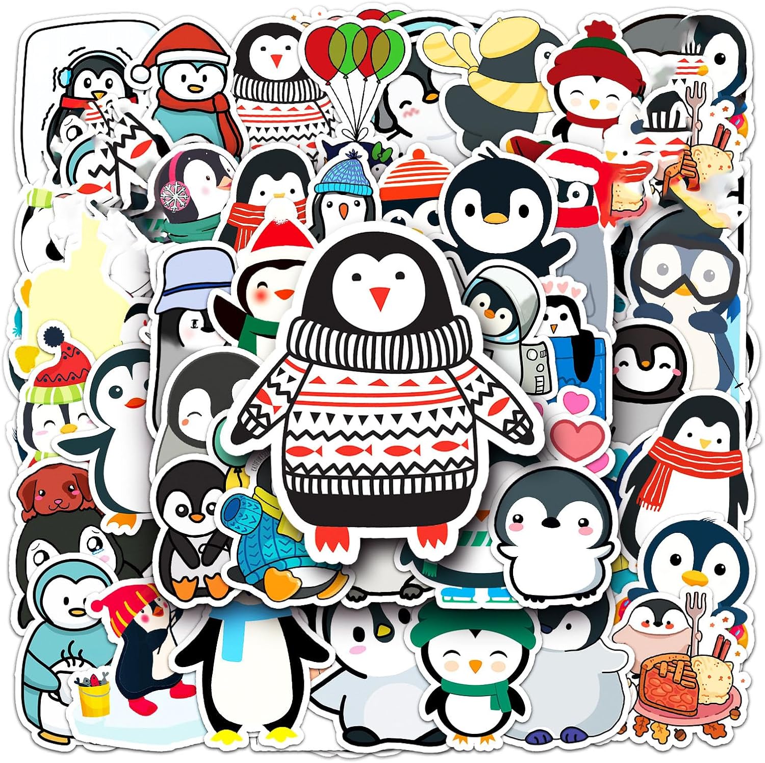 Amazon.com: Penguin Stickers 50 Pcs Waterproof Cute Cartoon Penguin ...