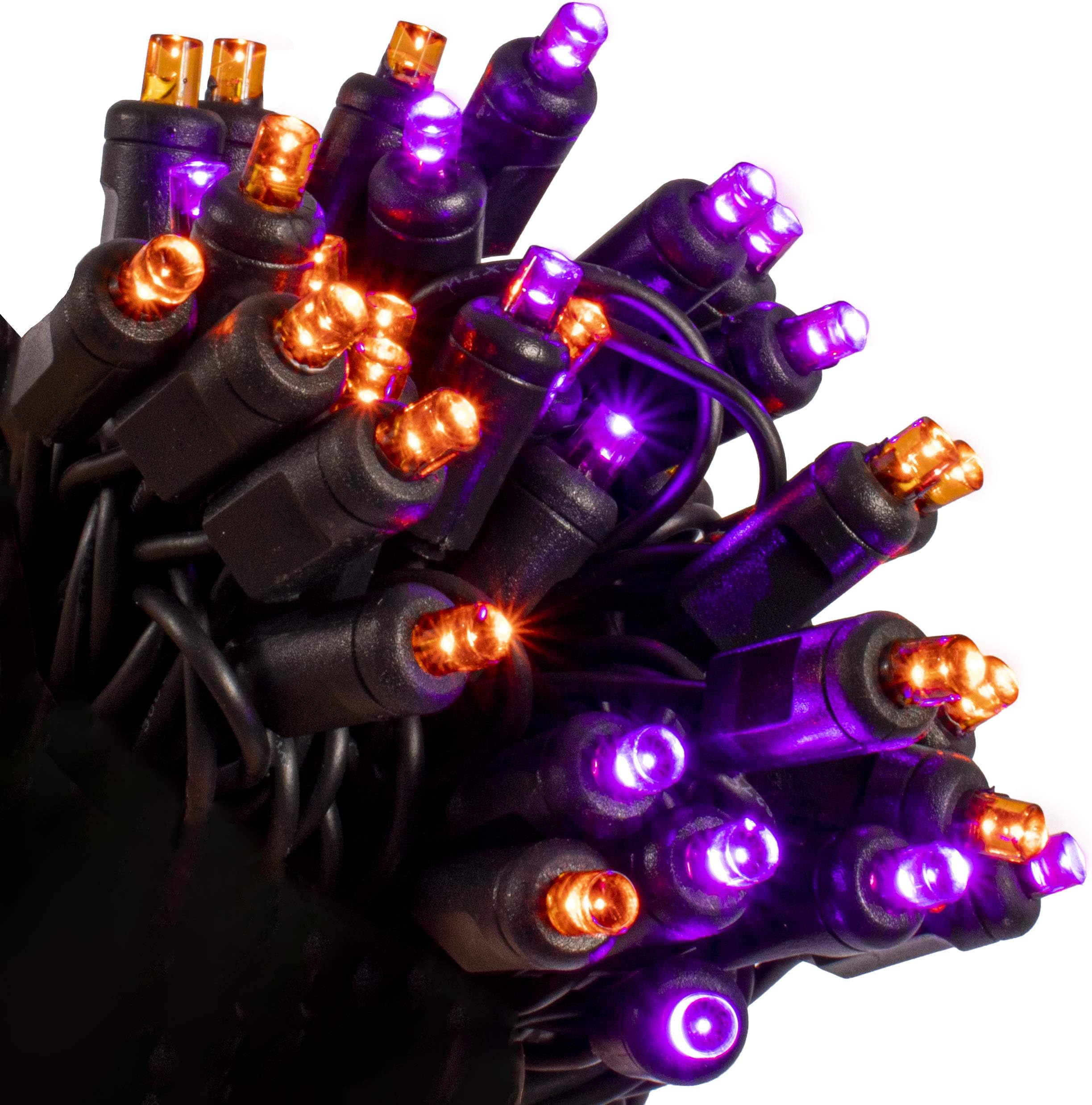Amazon.com: 70 LED Orange and Purple String Lights on Black Wire ...