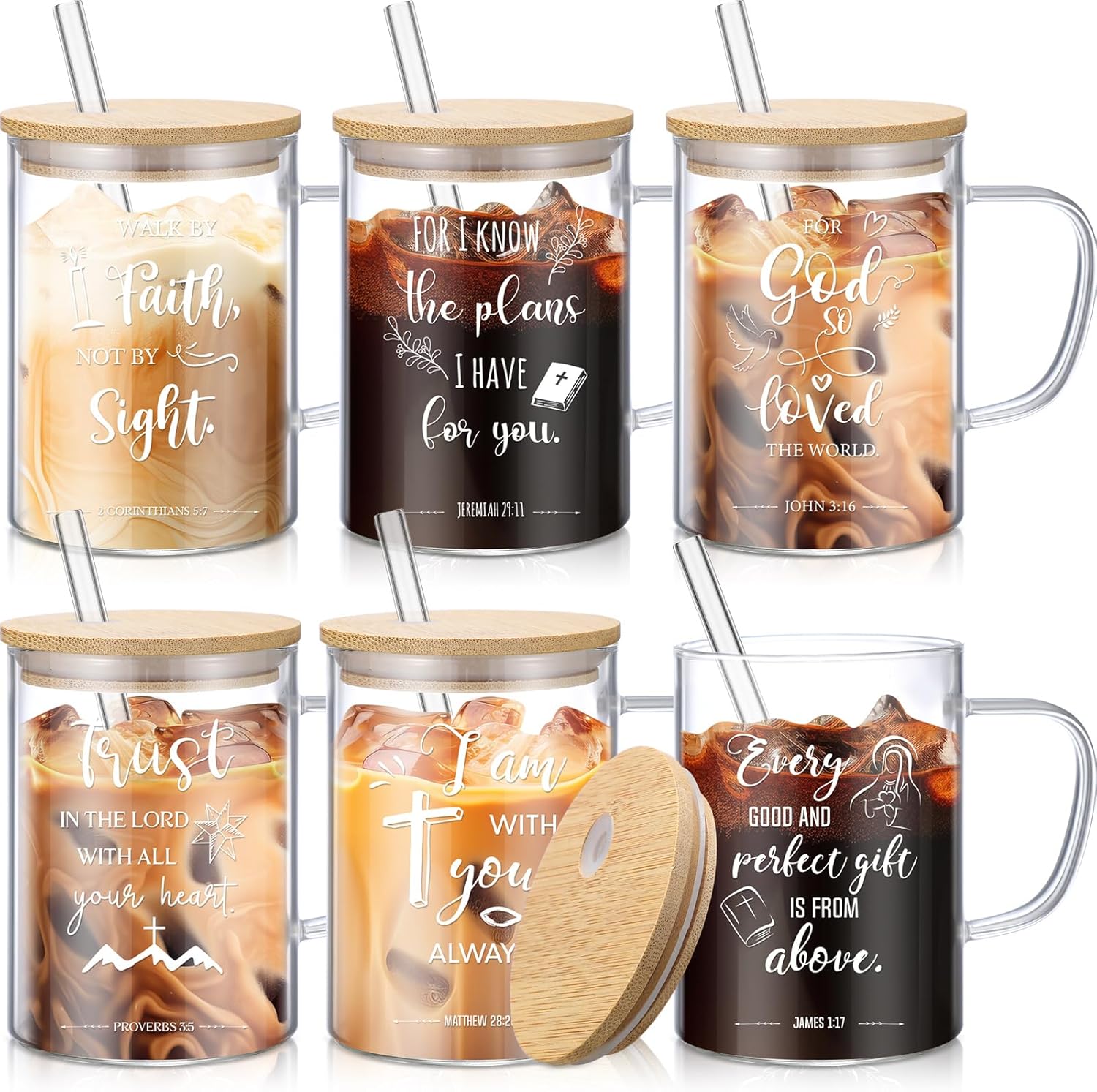 Amazon.com: Acellegic 6 Pcs Christian Glass Cup Gift Bulk with Handle ...