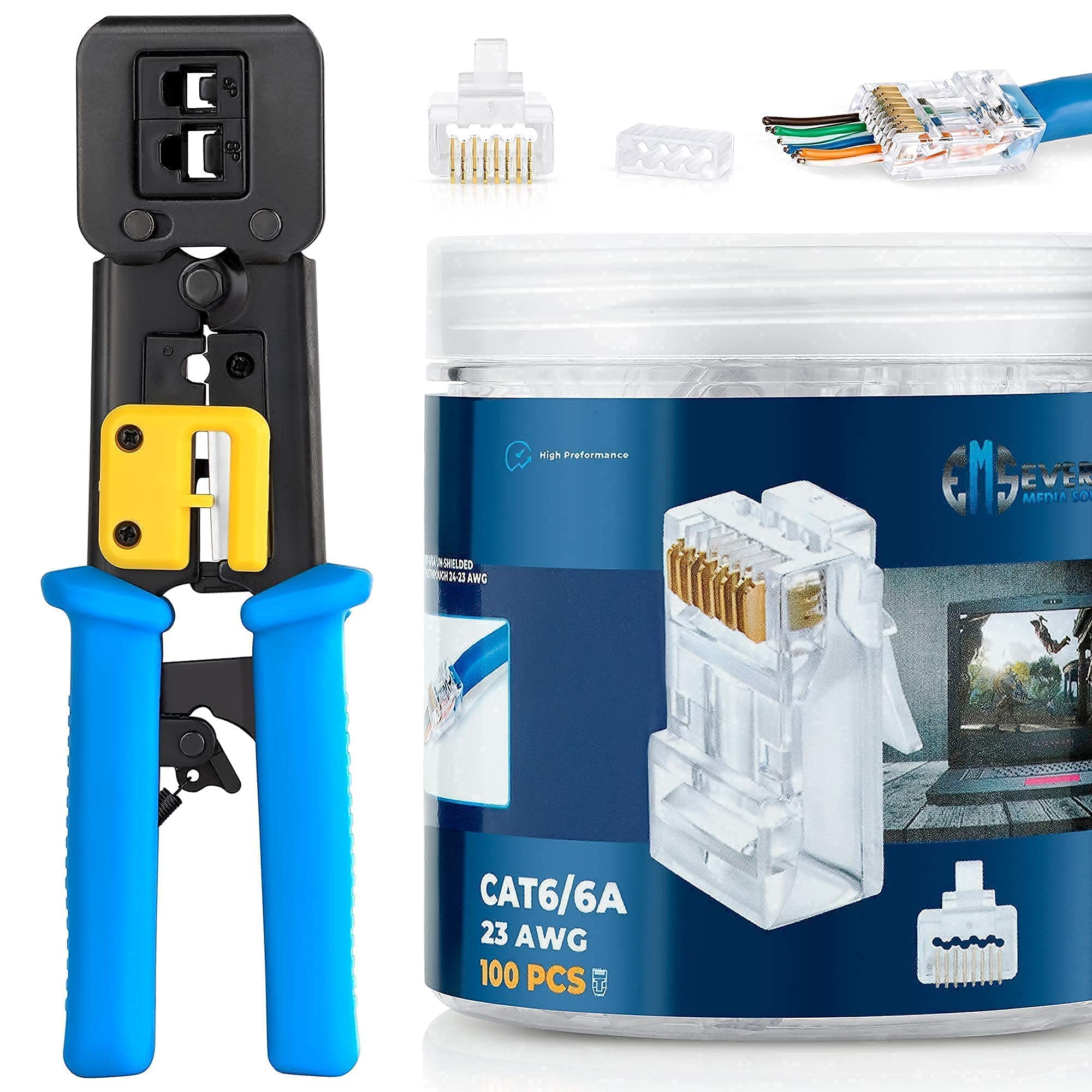 Buy Bundle – 2 items: RJ45 Crimp Tool + 100 Pack of Cat6/6A Pass ...