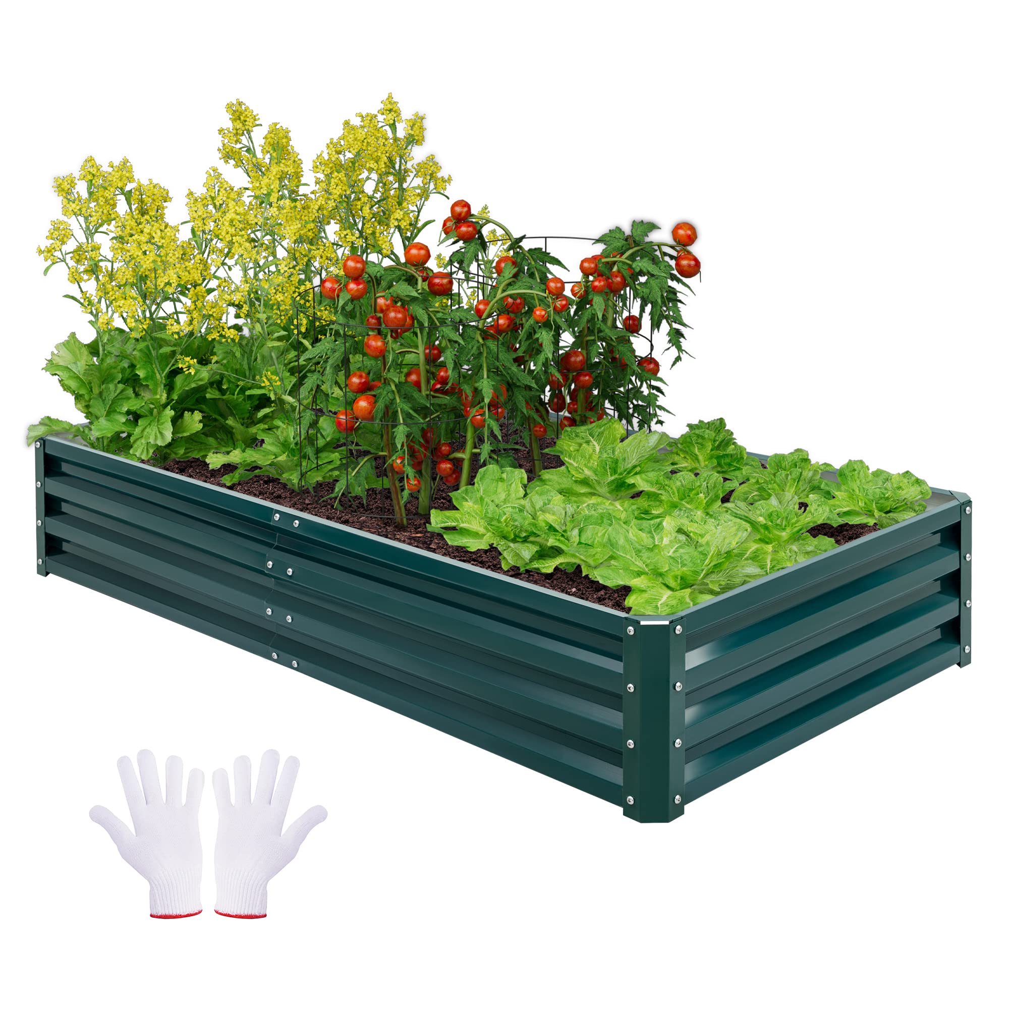 Devoko Galvanized Raised Garden Beds Green Metal Planter Raised Beds ...