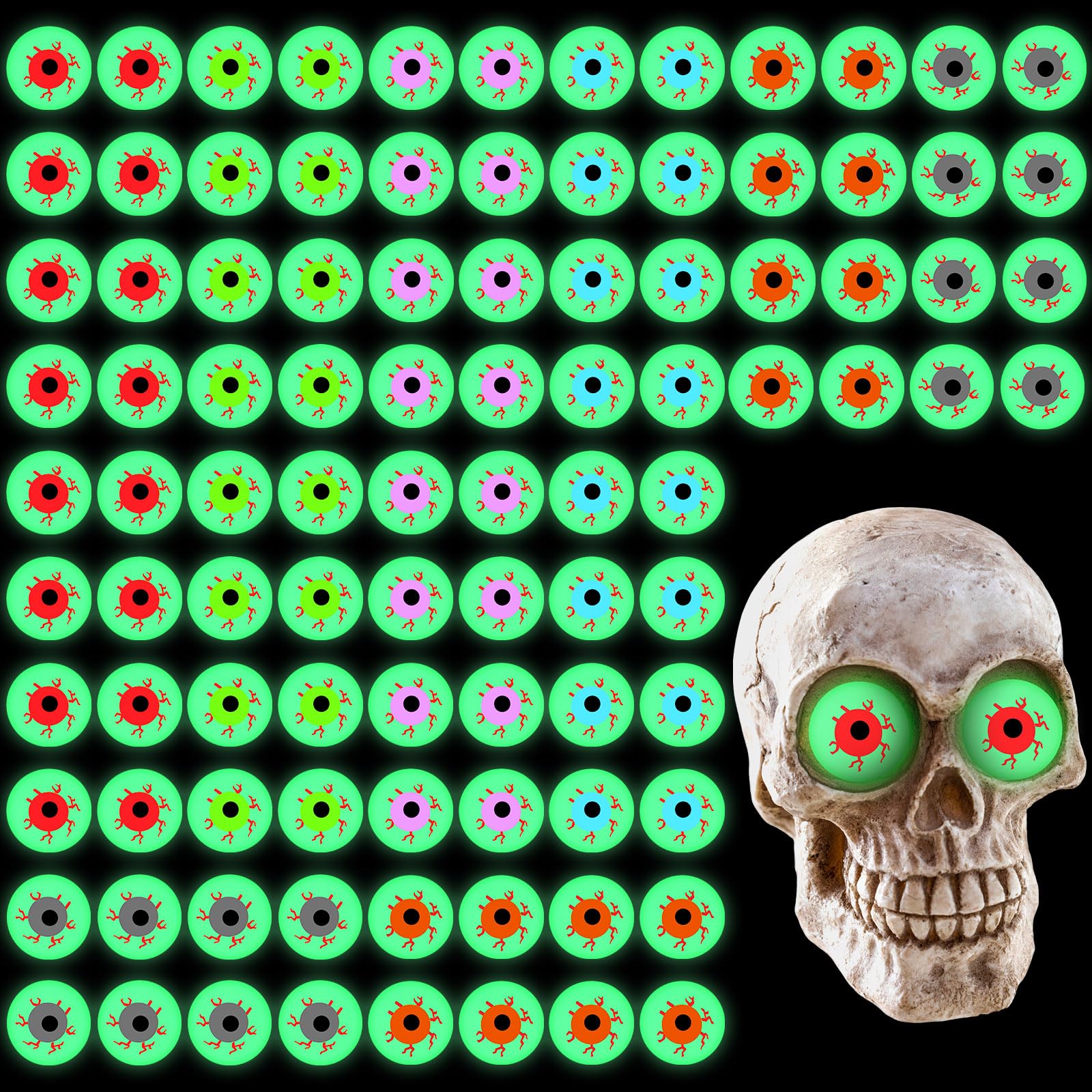 Amazon.com: Simgoing 96 Pcs Halloween Eyeballs Luminous Mini Resin ...