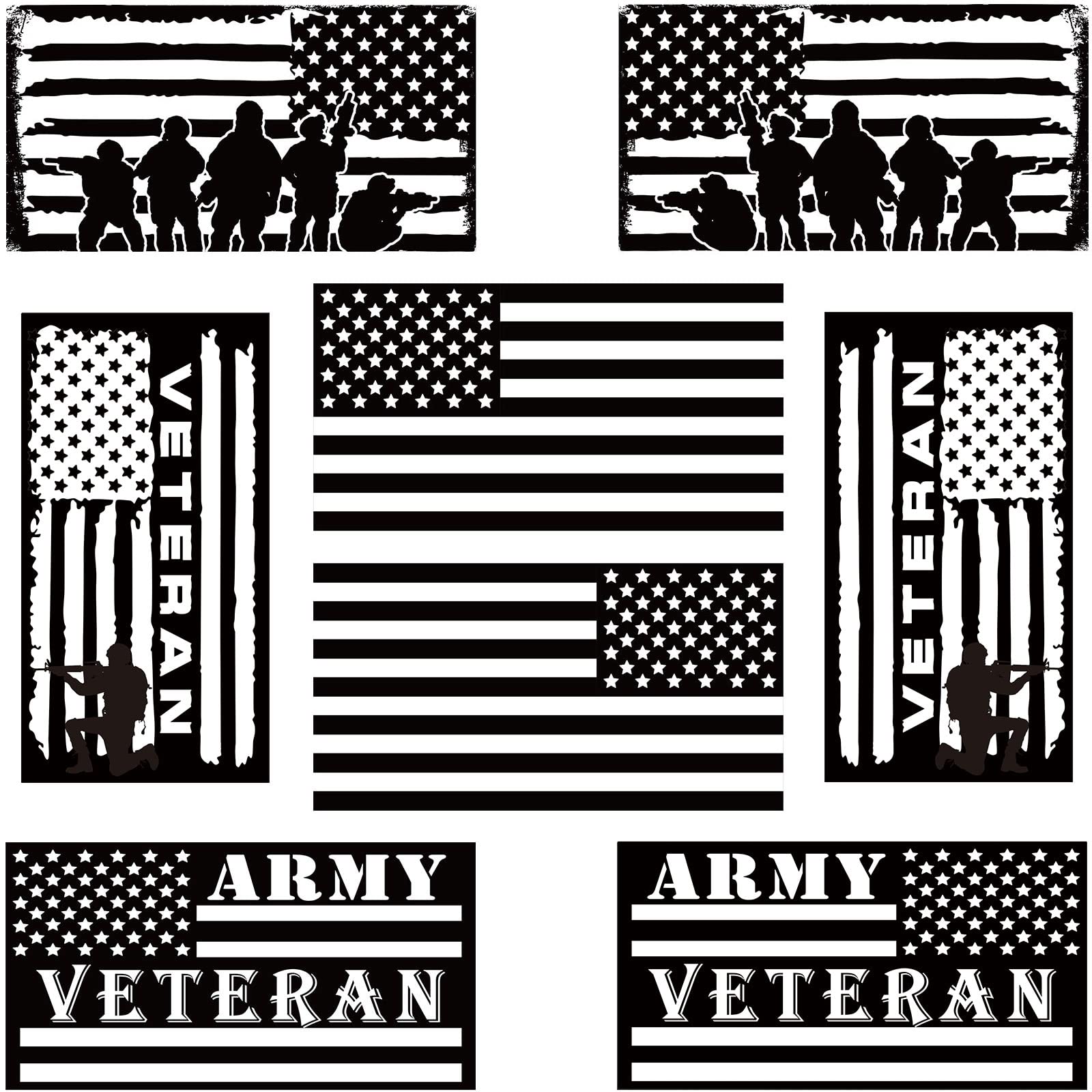 8 Pcs Army Veteran Flag Decal Distressed American Flag Vinyl ...